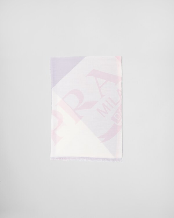 Alabaster/wisteria Wool Scarf | PRADA