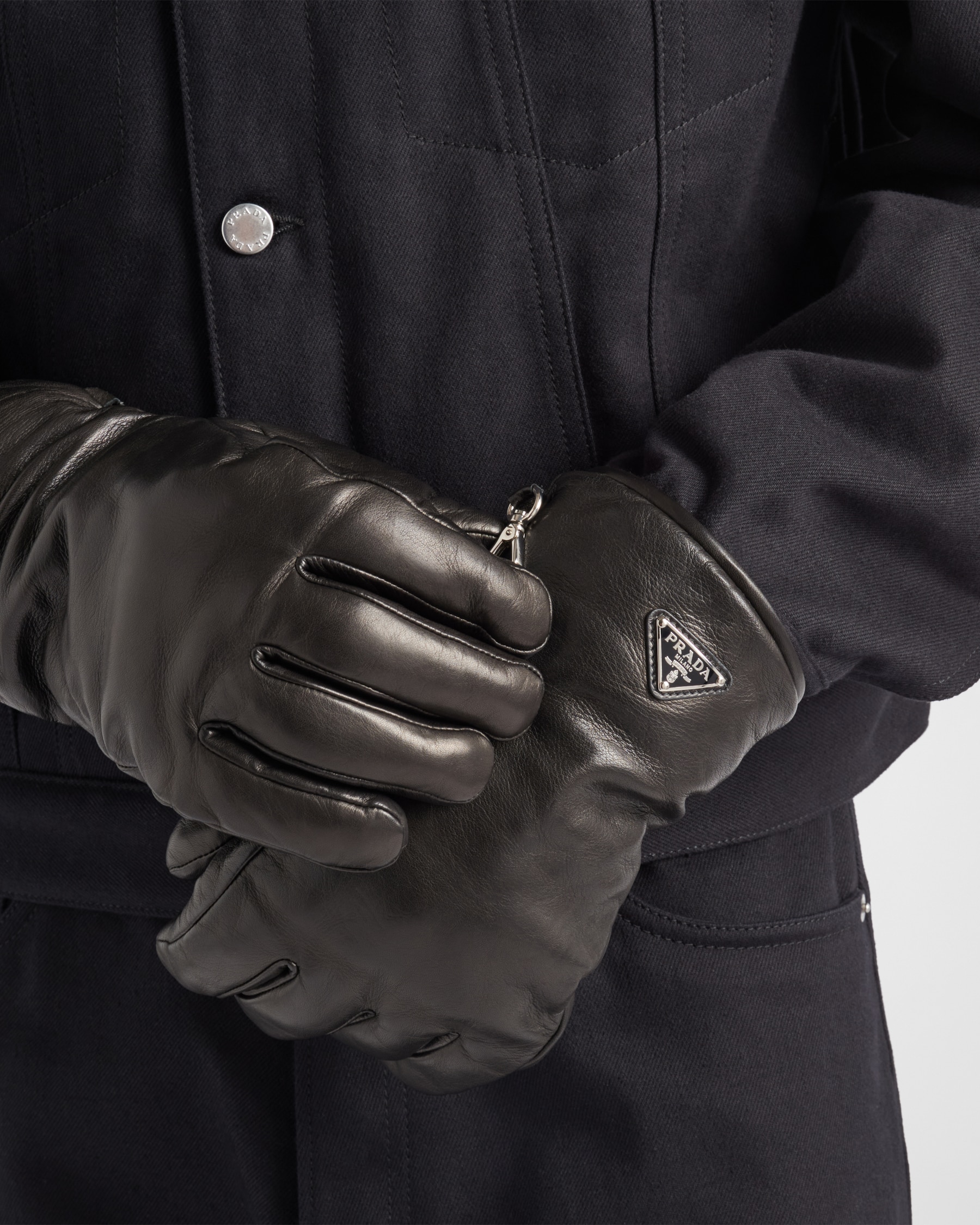 Black Nappa Leather Gloves | PRADA