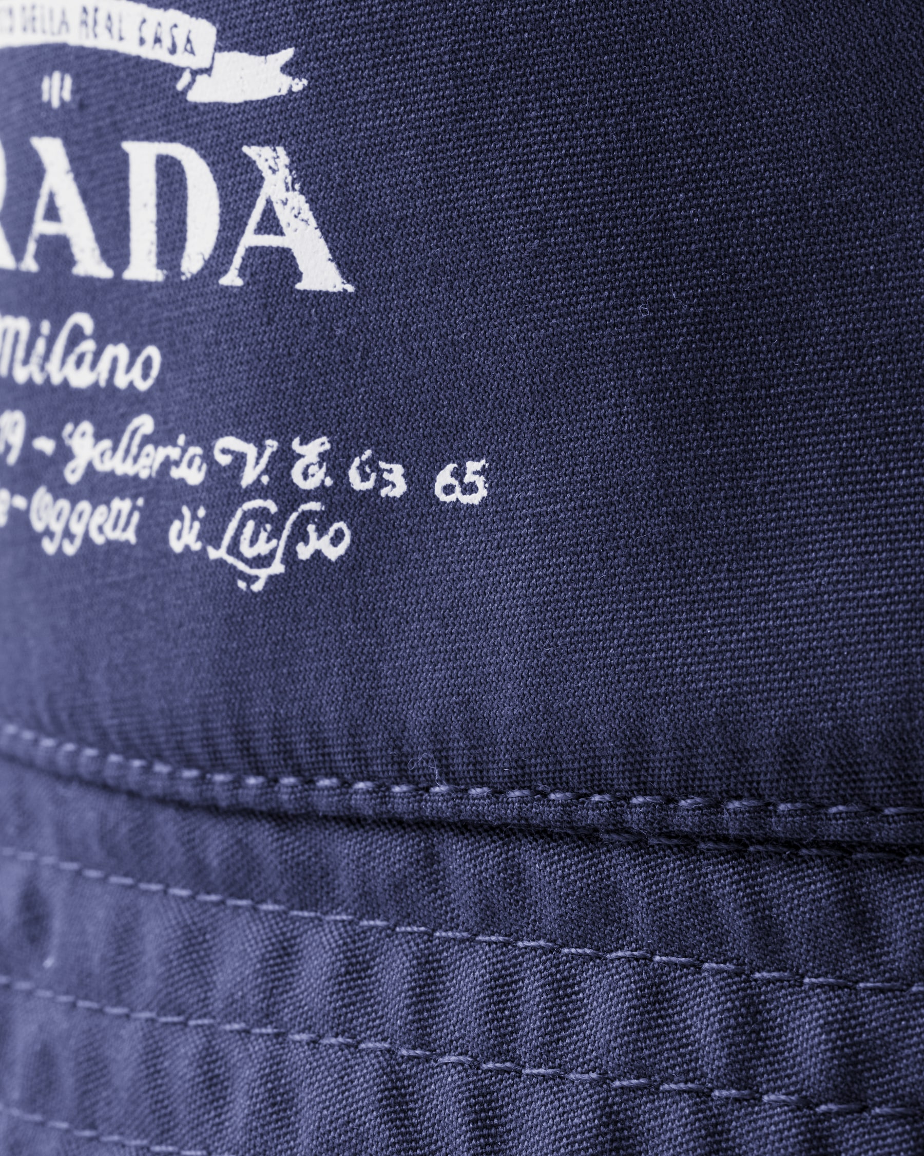 Baltic Blue/black Reversible Technical Cotton Bucket Hat | PRADA