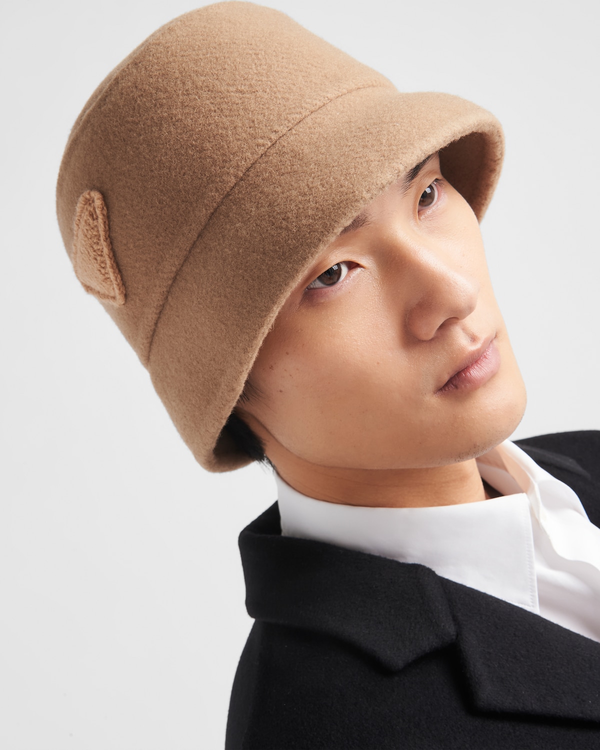 Camel Brown Velour Cloth Bucket Hat | PRADA