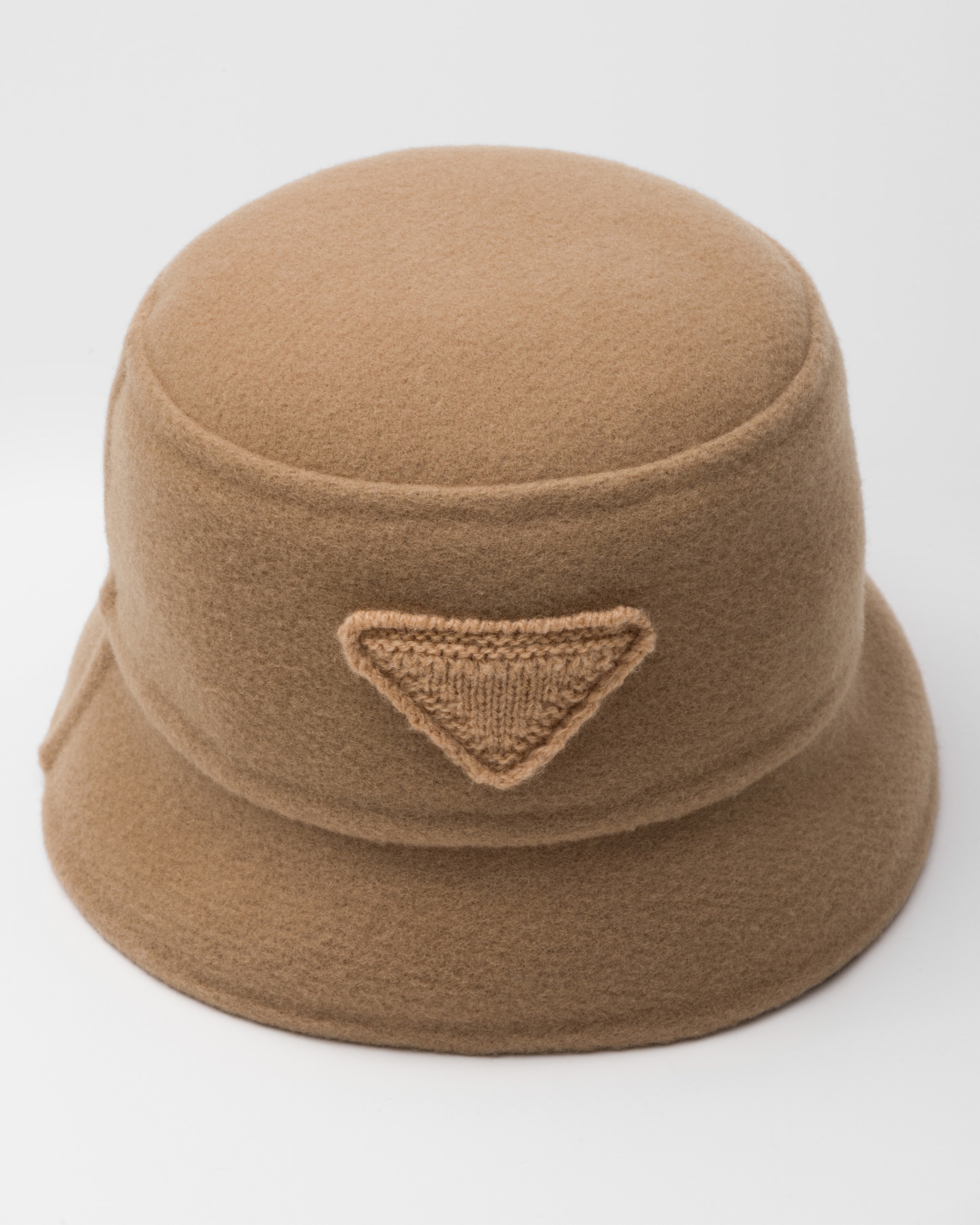 Camel Brown Velour Cloth Bucket Hat | PRADA