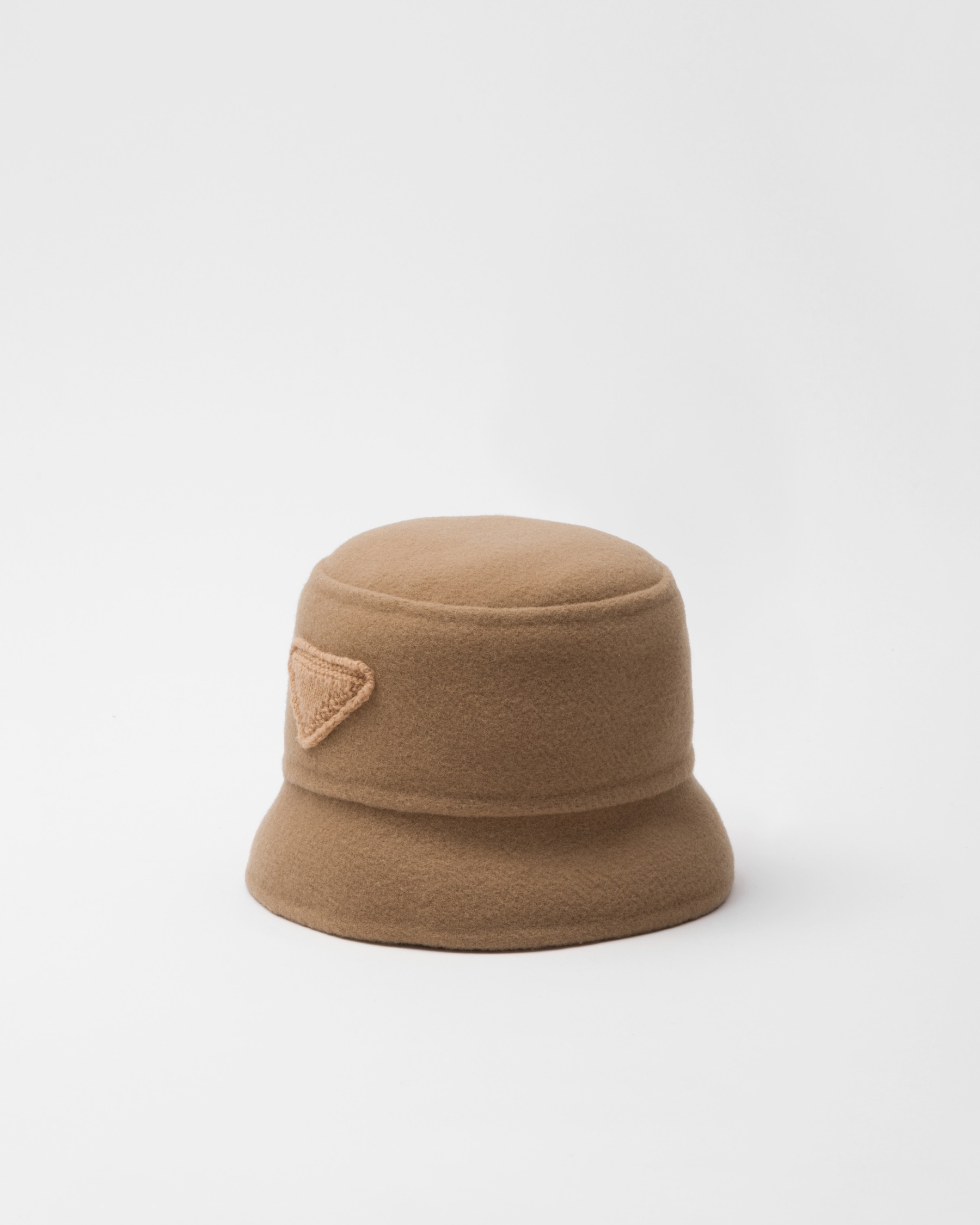 Camel Brown Velour Cloth Bucket Hat | PRADA