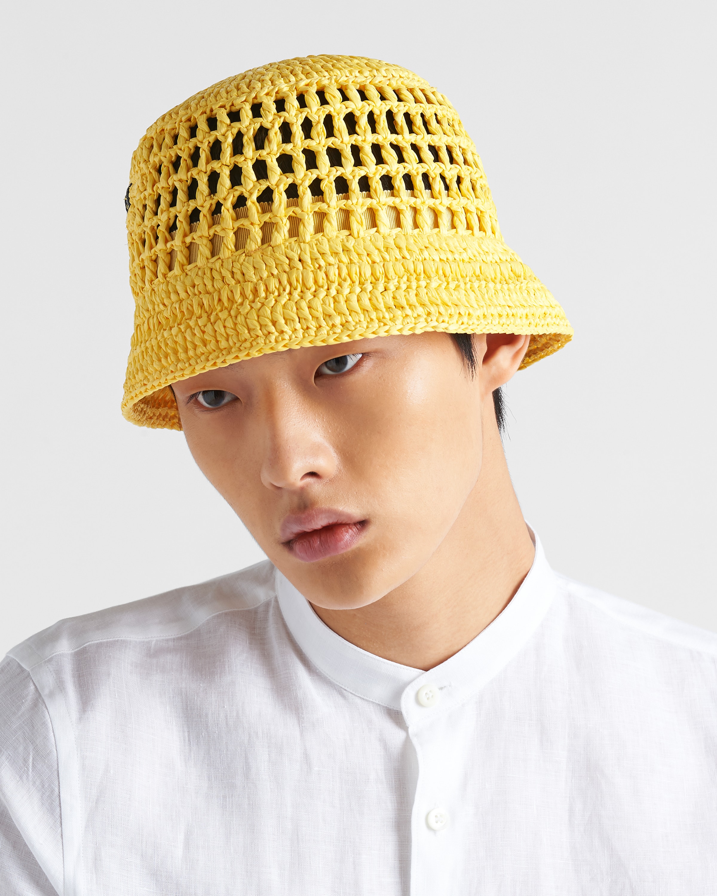 Cappello da pescatore in rafia Giallo | Prada