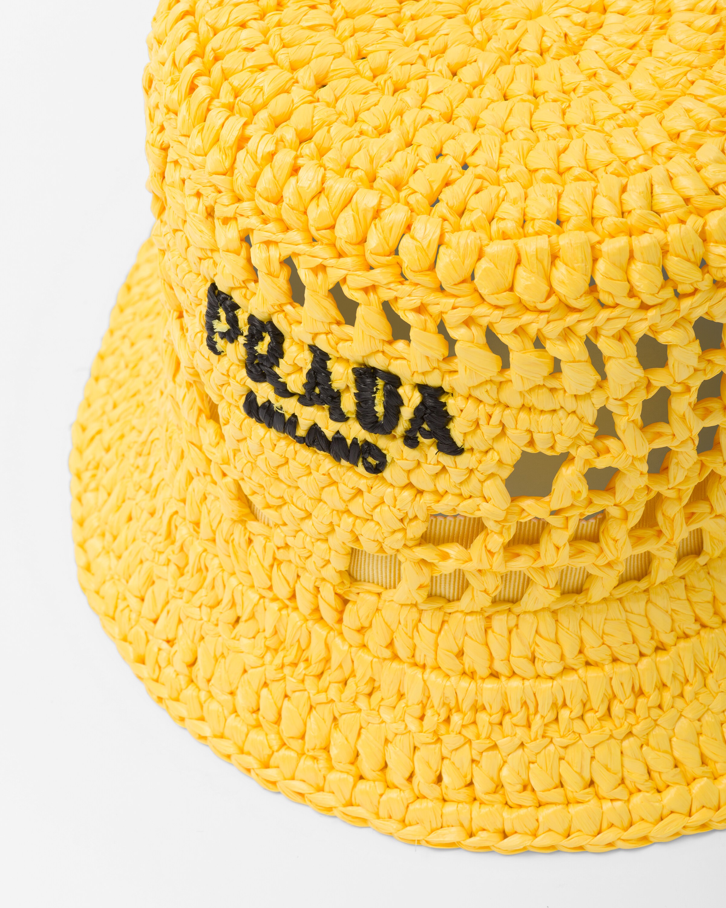 Yellow Raffia bucket hat | Prada