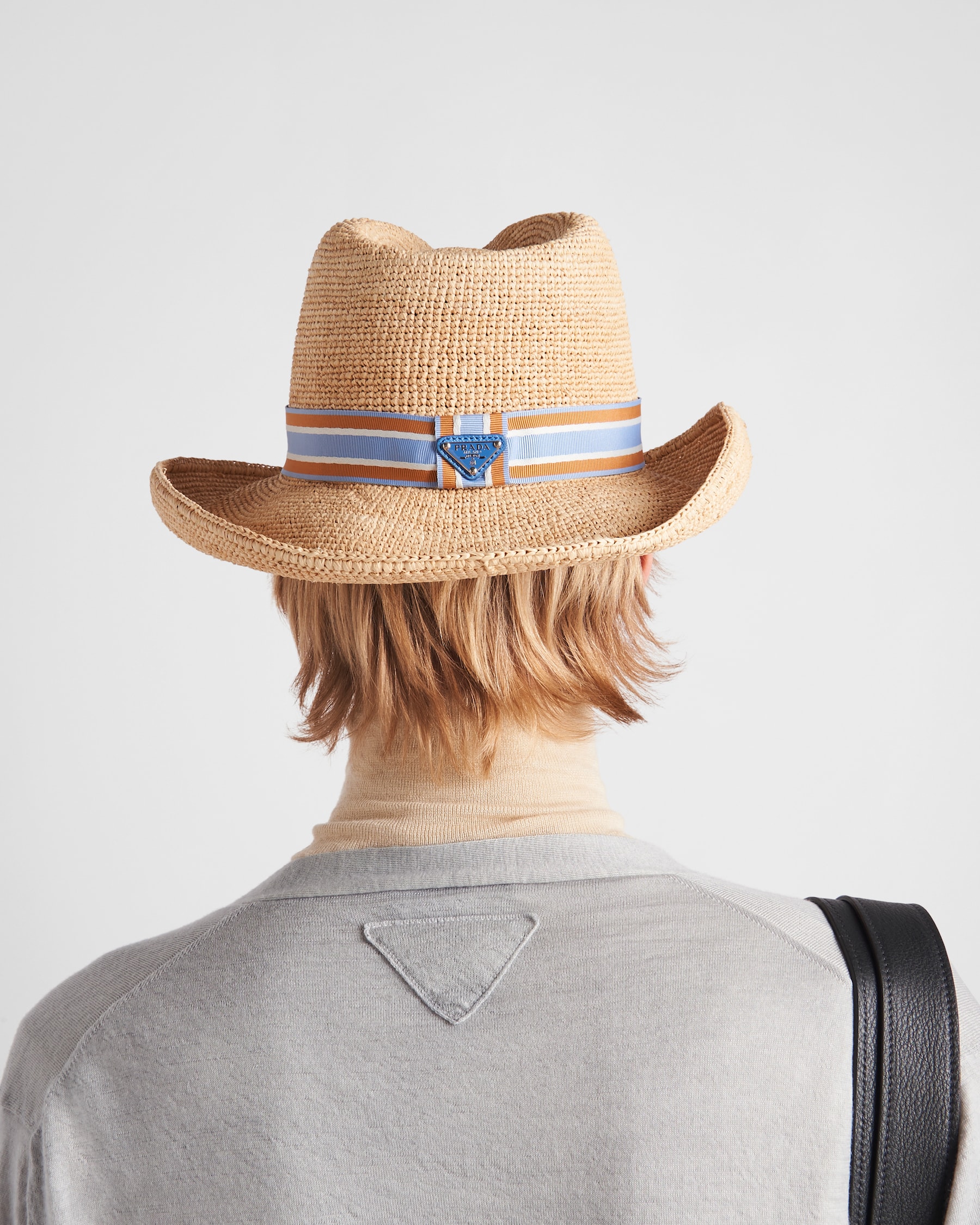 Tan/astral Blue Crochet Hat | PRADA