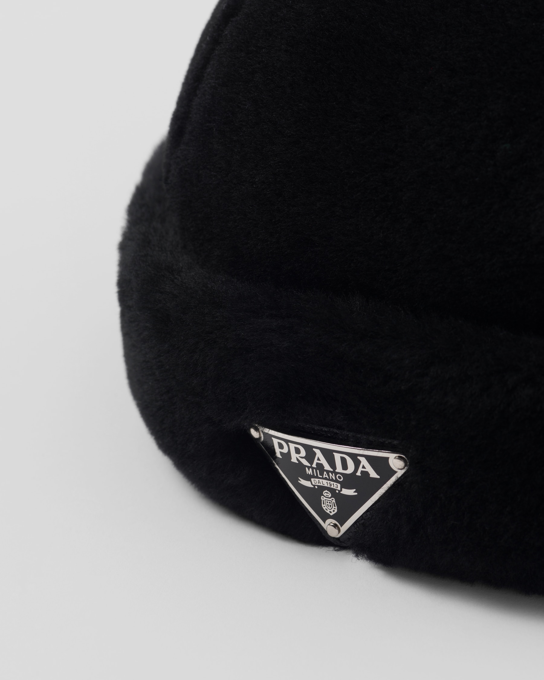 Black Shearling Hat | PRADA - United States