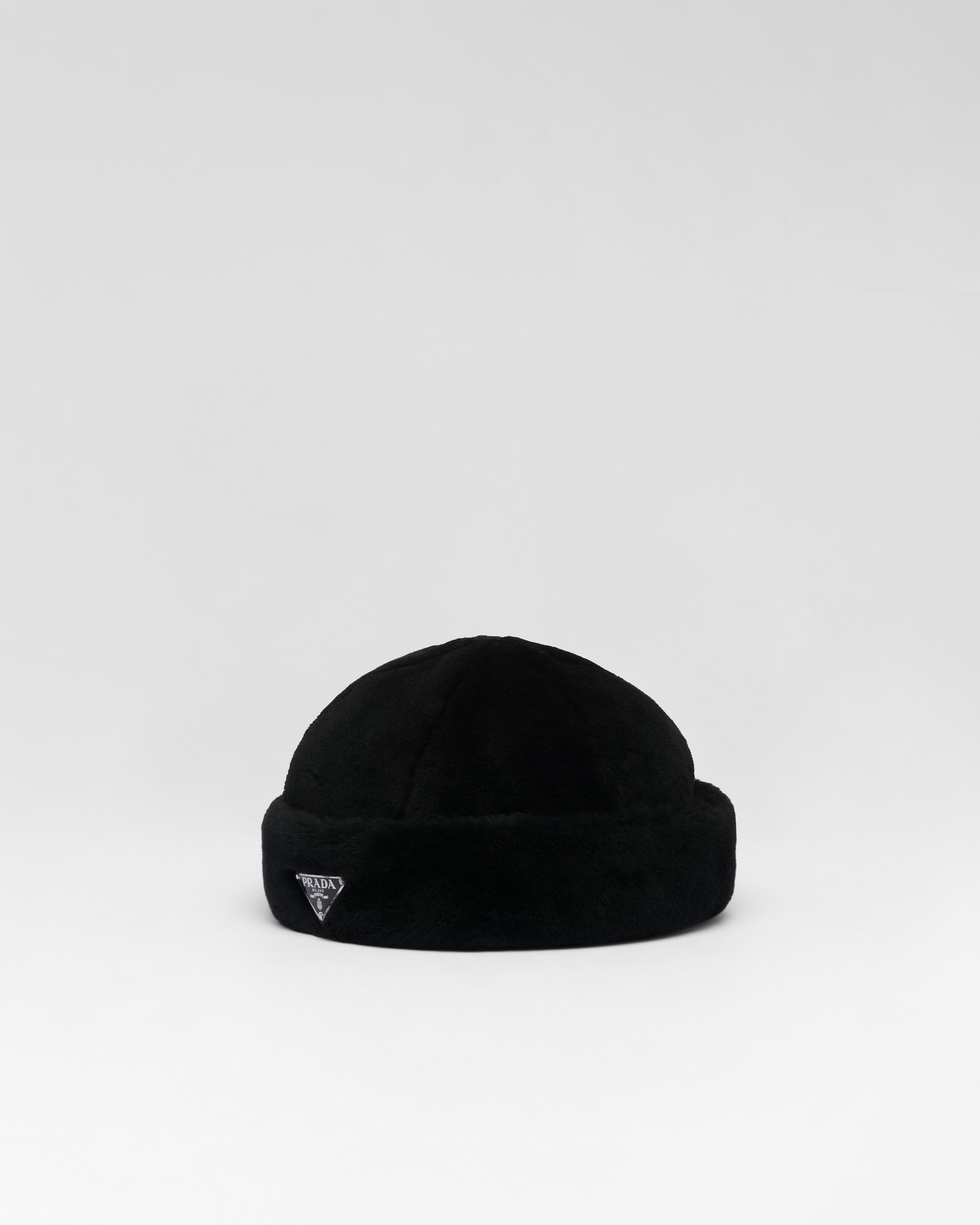 Black Shearling Hat | PRADA