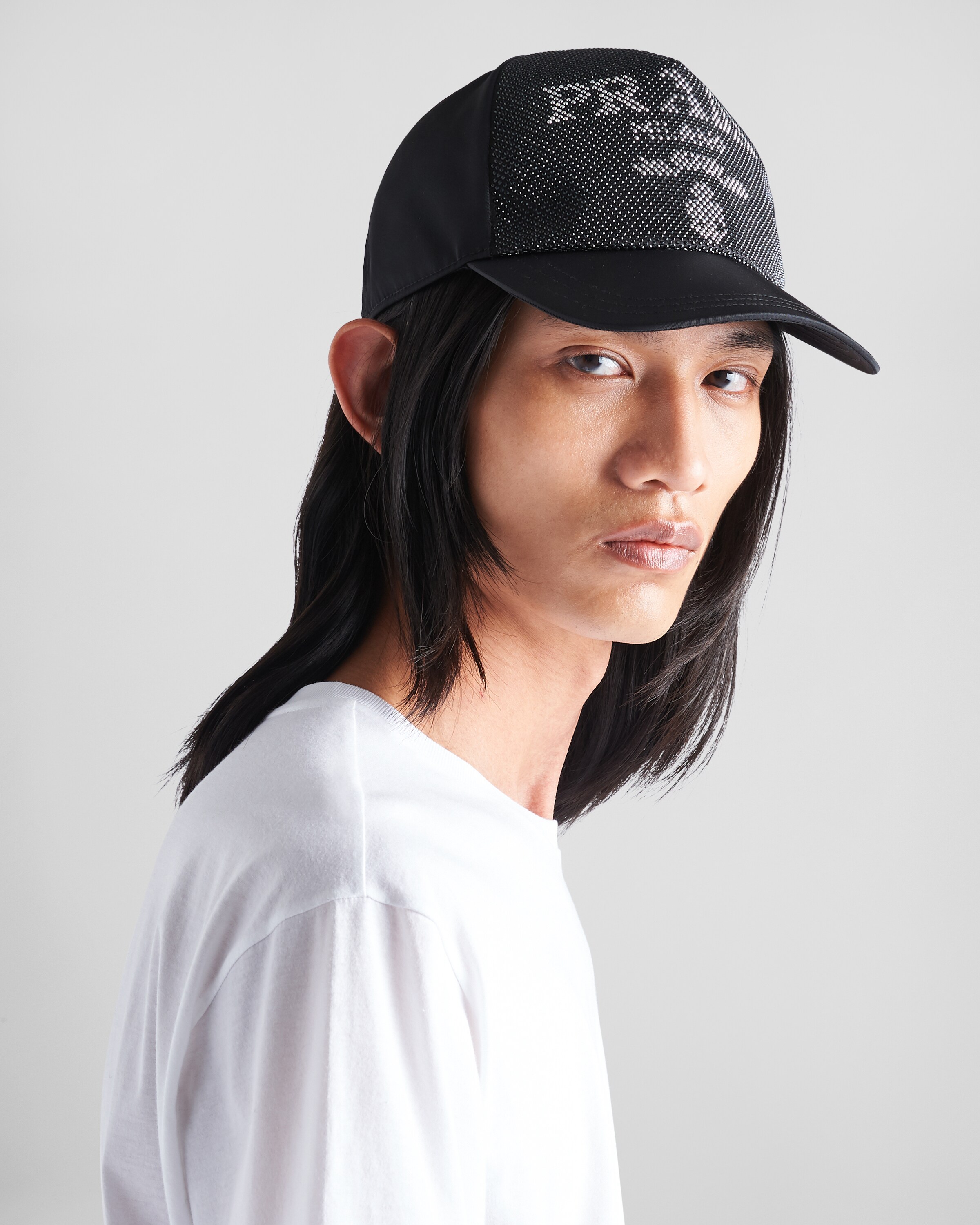 Black Studded Re-Nylon baseball cap | Prada