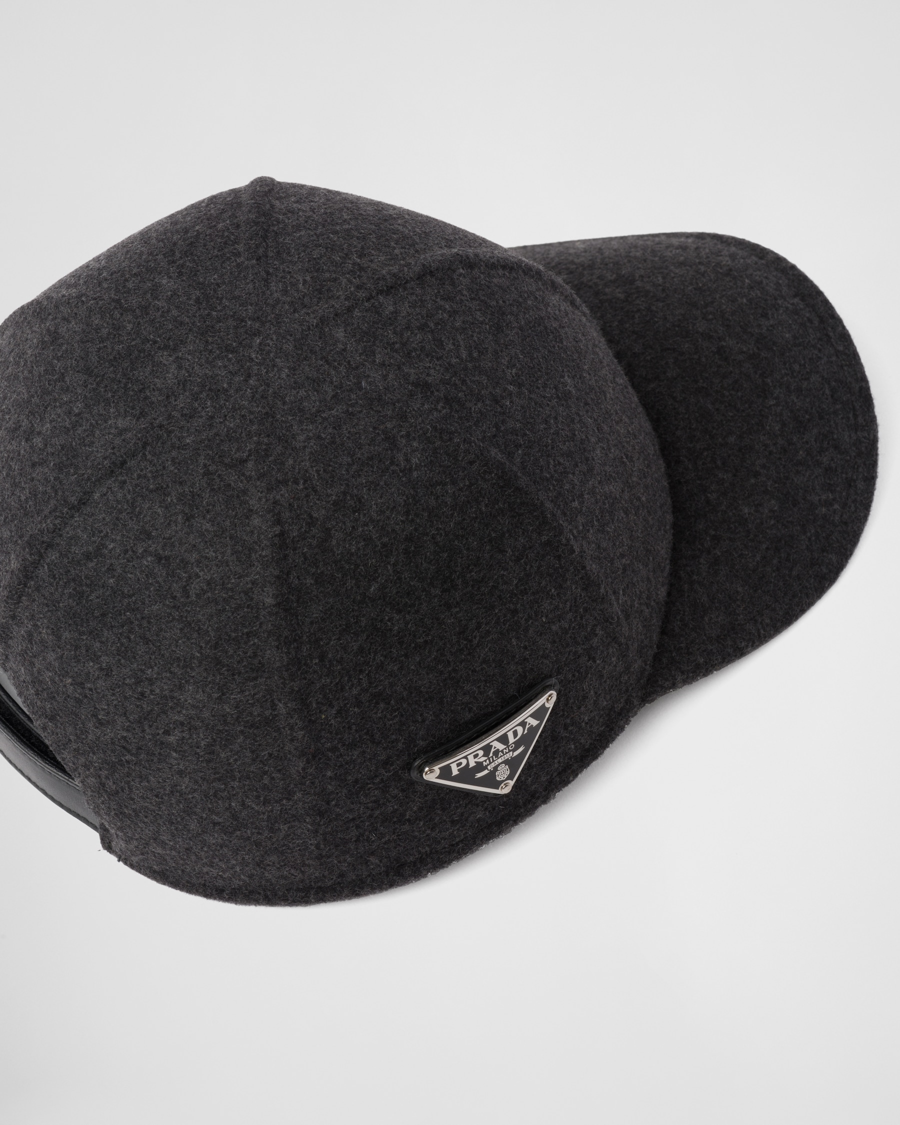 Anthracite Gray Felt Baseball Cap | PRADA