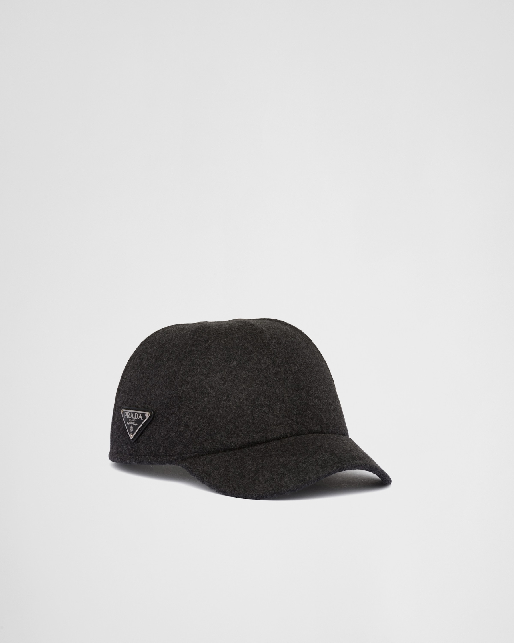 Anthracite Gray Felt Baseball Cap | PRADA