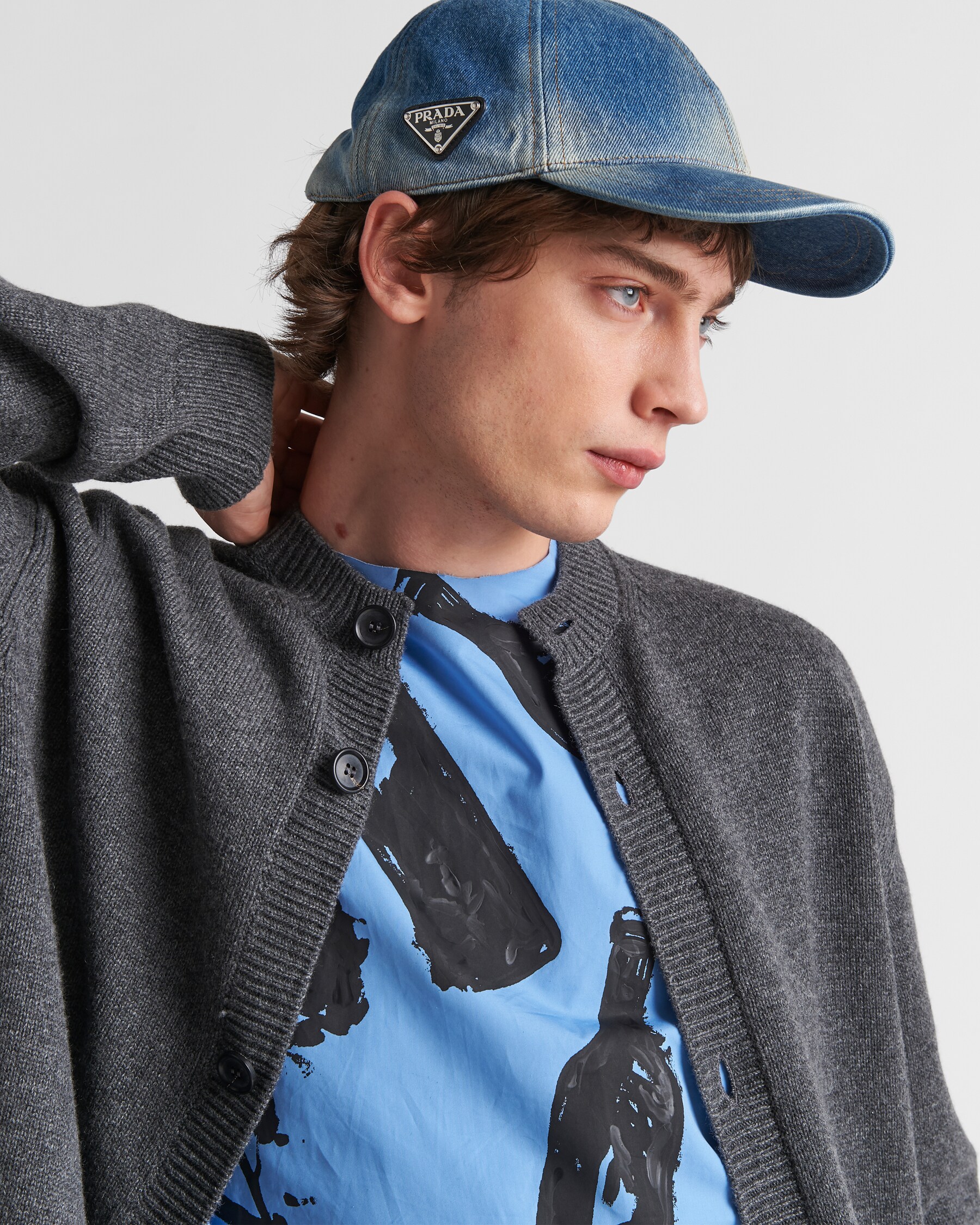 Light Blue Denim Baseball Cap | PRADA