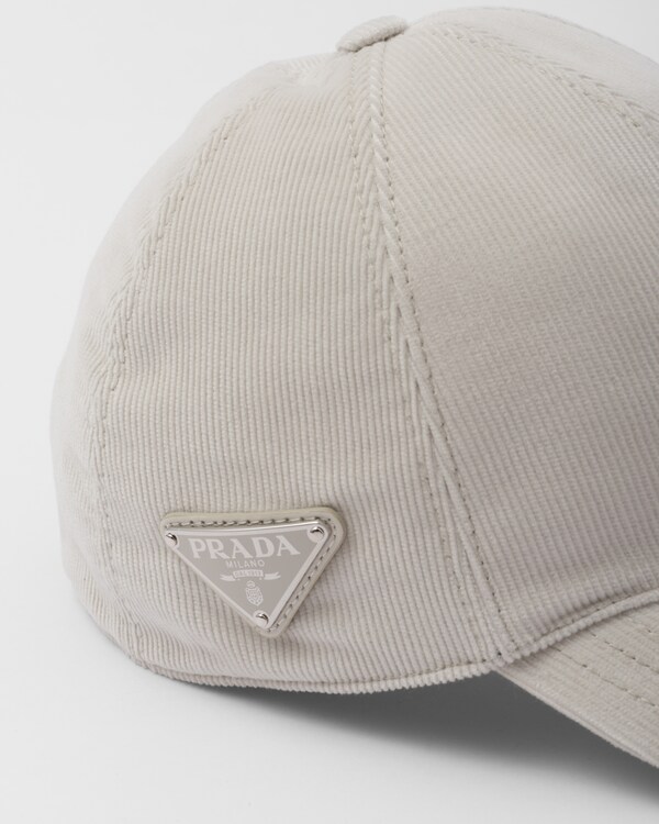 Chalk White Corduroy Baseball Cap | PRADA