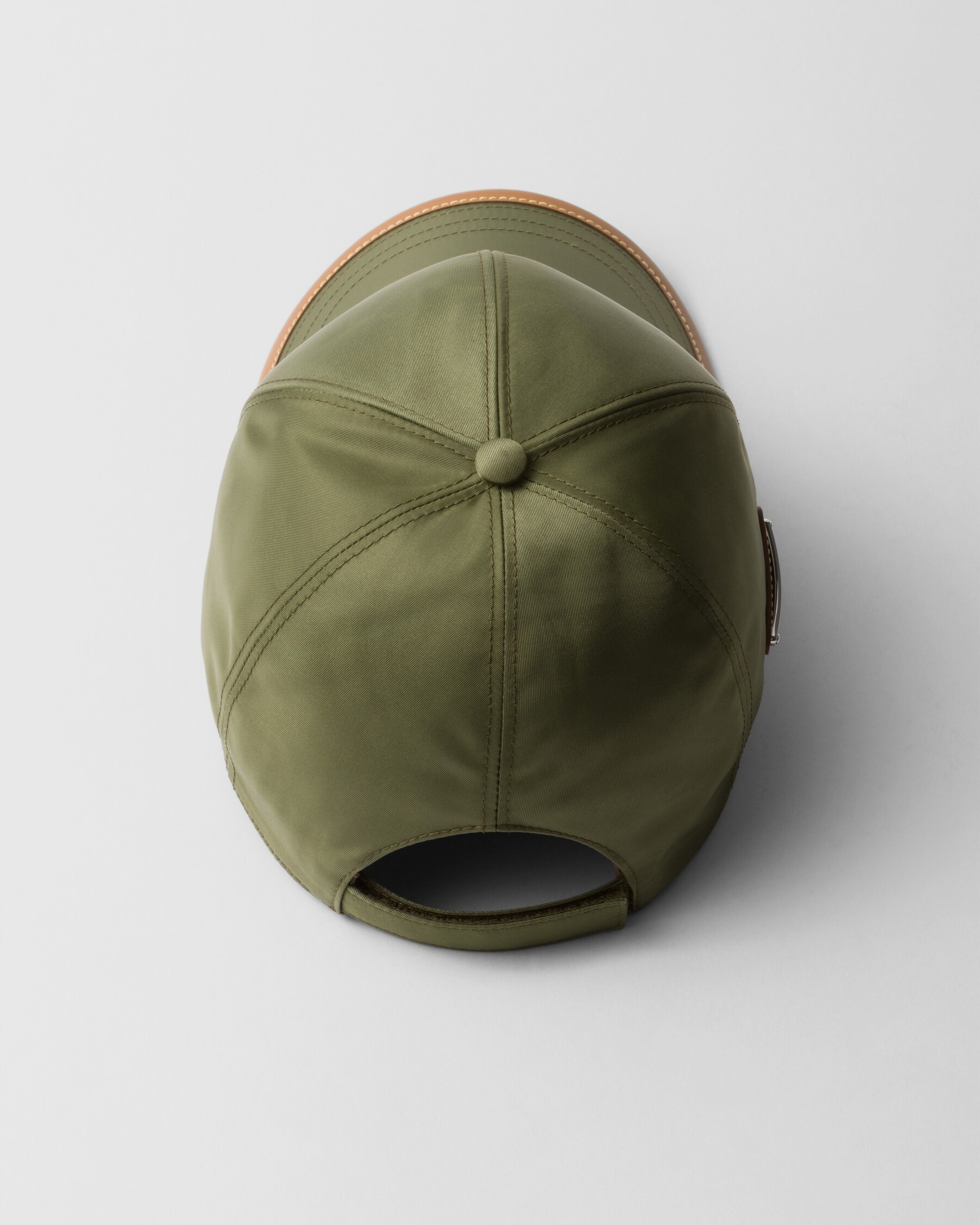 Military/caramel Re-nylon And Leather Baseball Cap | PRADA