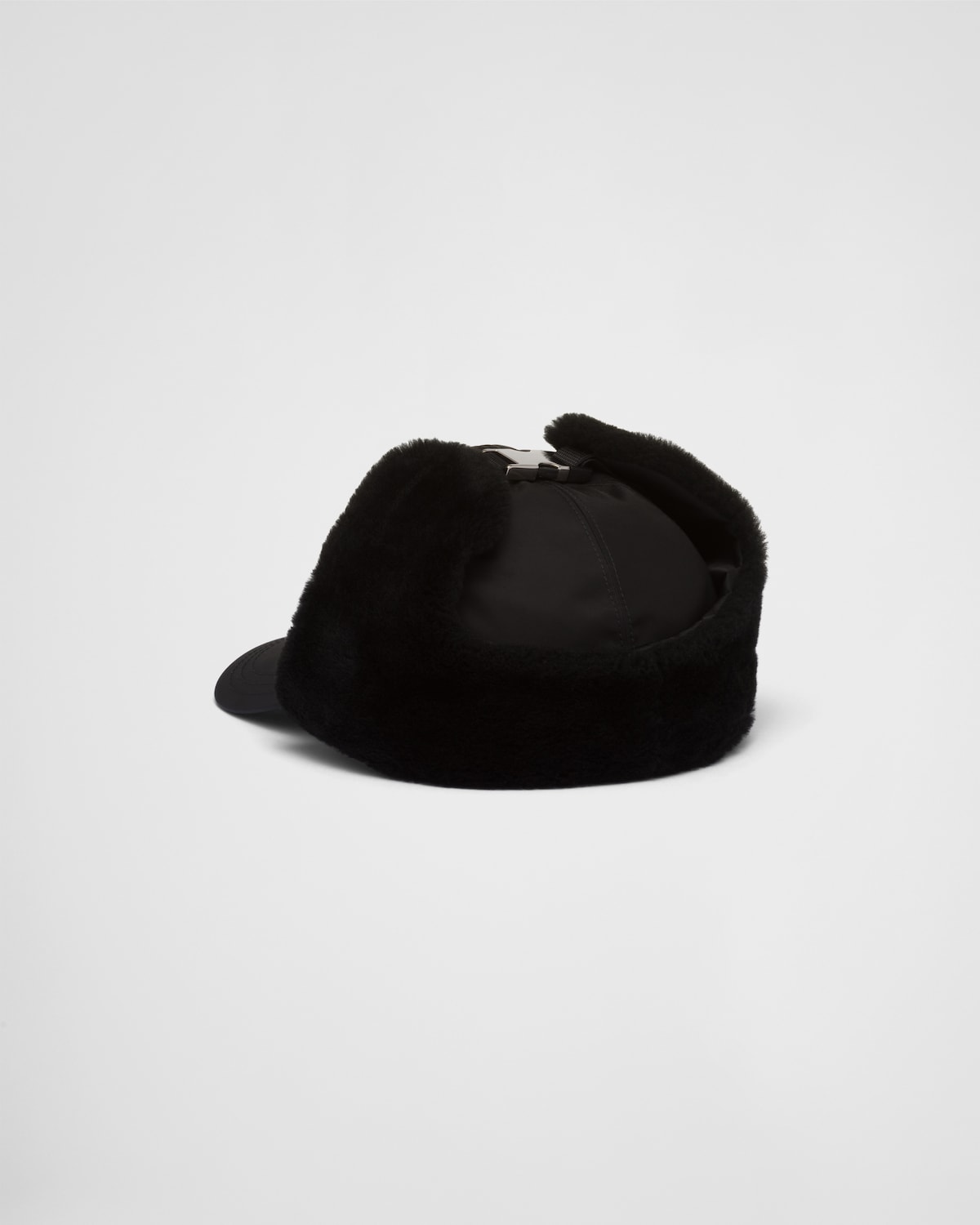 Black Re-nylon And Shearling Hat | PRADA