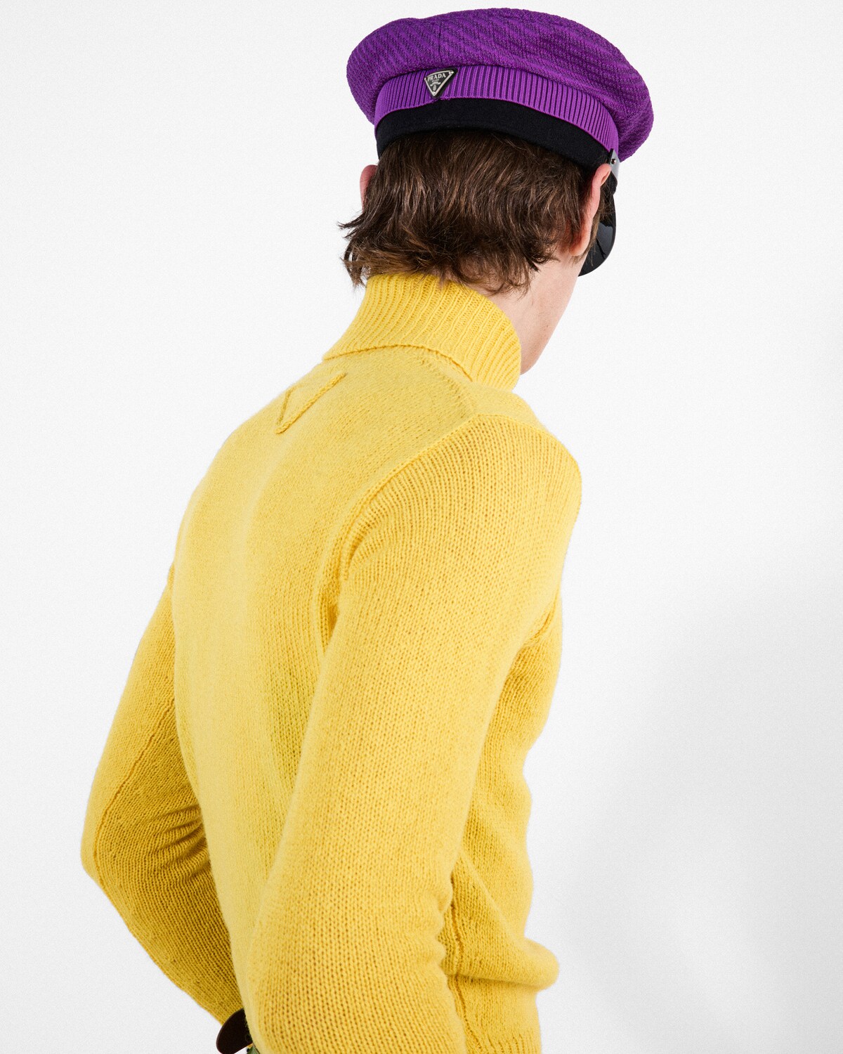 Violet/black Knit And Patent Leather Cap | PRADA