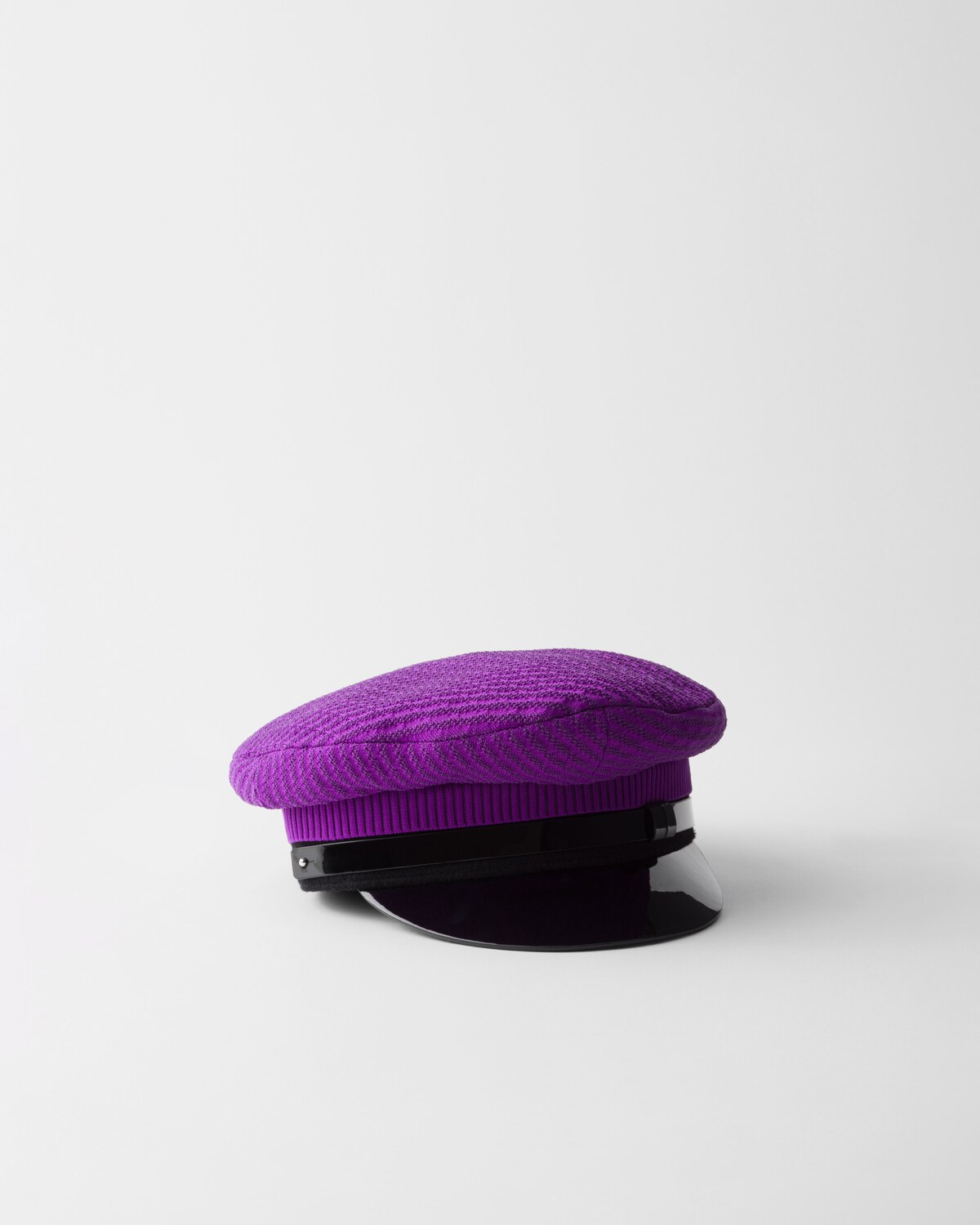 Violet/black Knit And Patent Leather Cap | PRADA