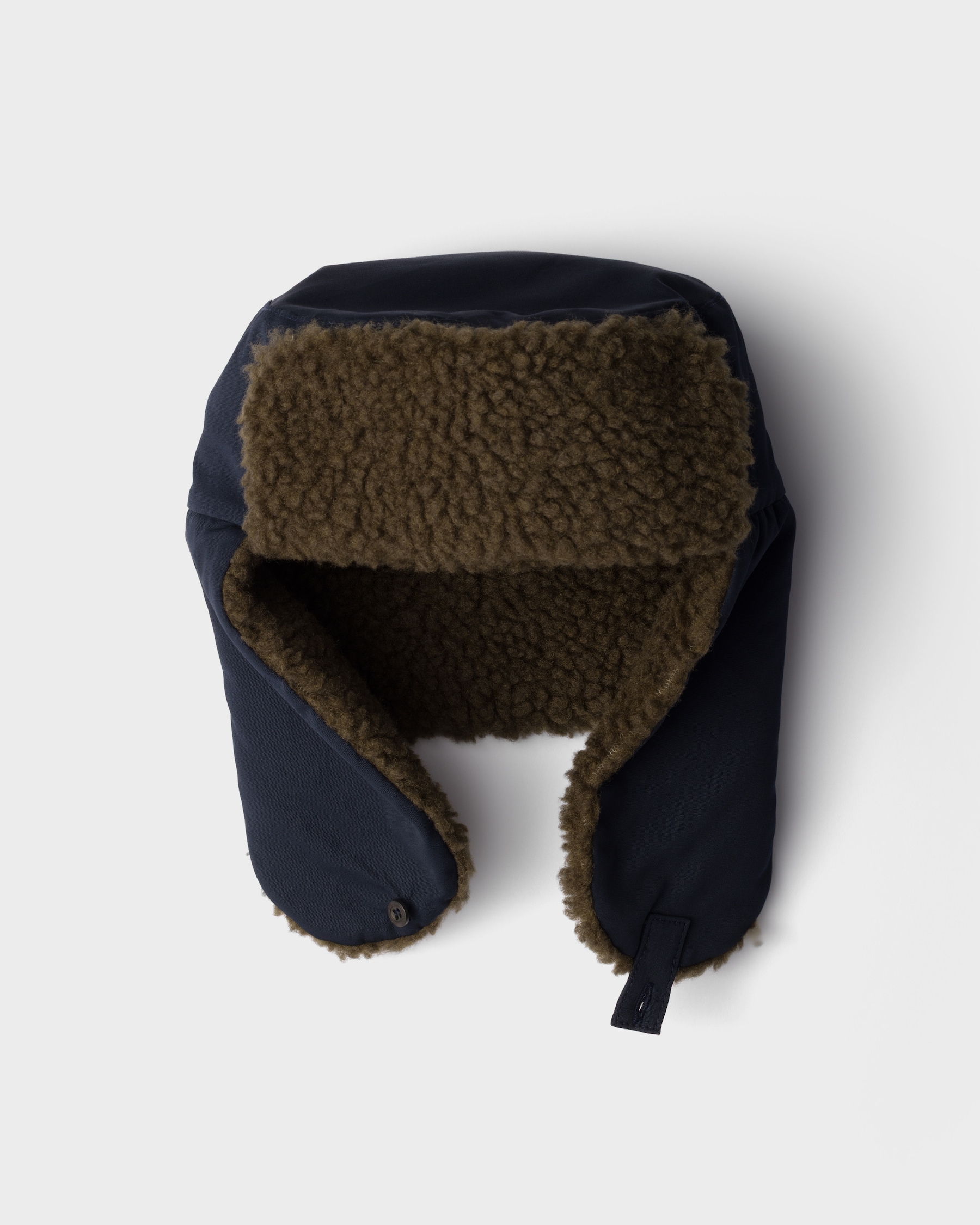 Navy Poplin Trapper Hat With Fleece Lining | PRADA