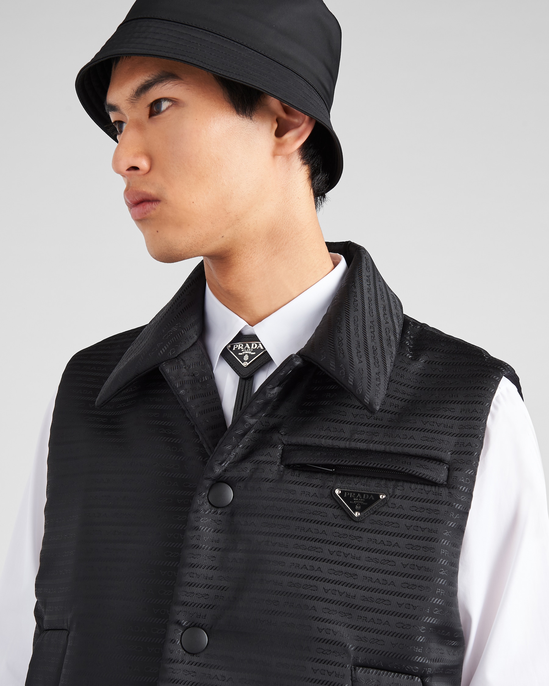 Black Saffiano Leather Bolo Tie | PRADA