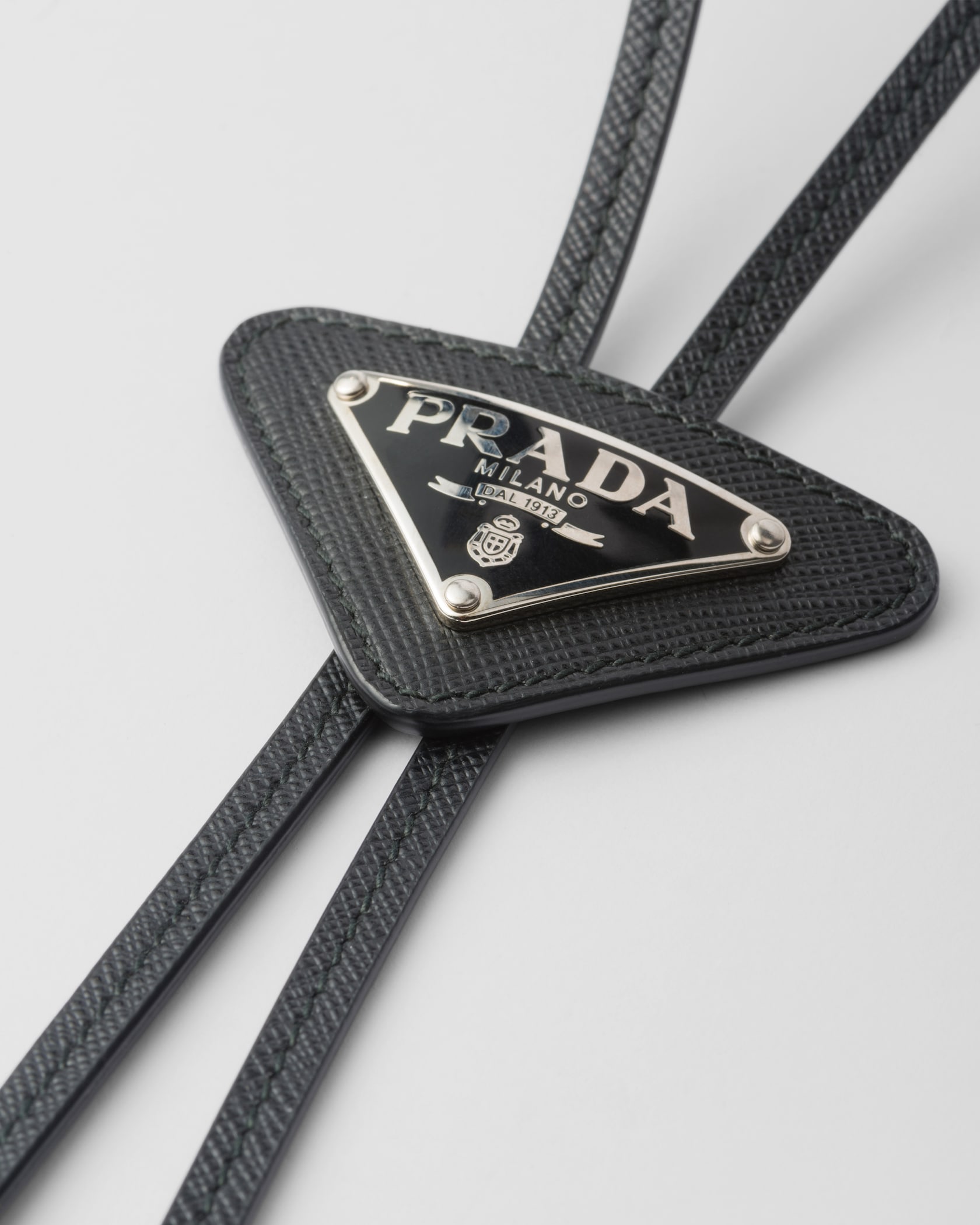 Black Saffiano Leather Bolo Tie | PRADA