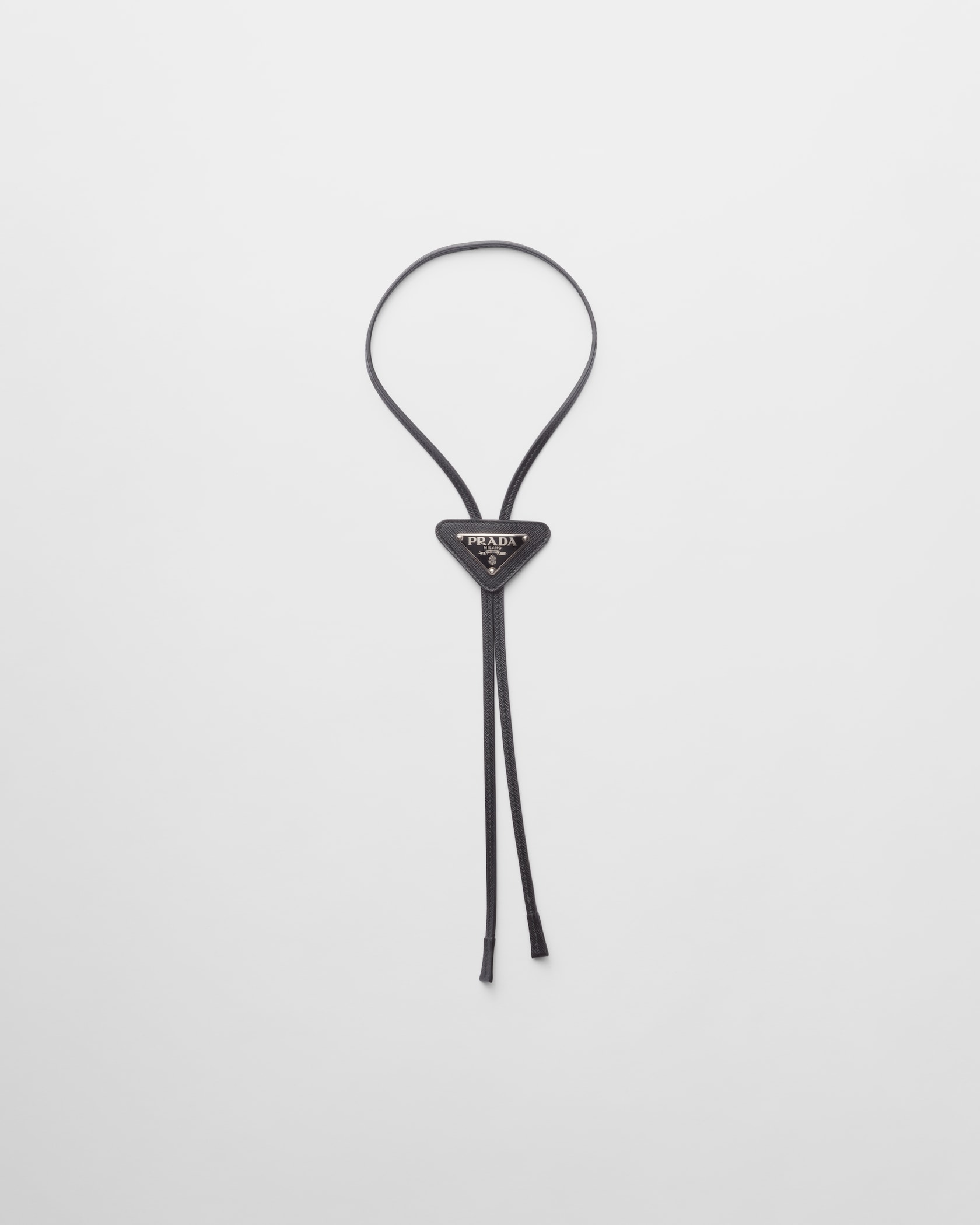 Black Saffiano Leather Bolo Tie | PRADA