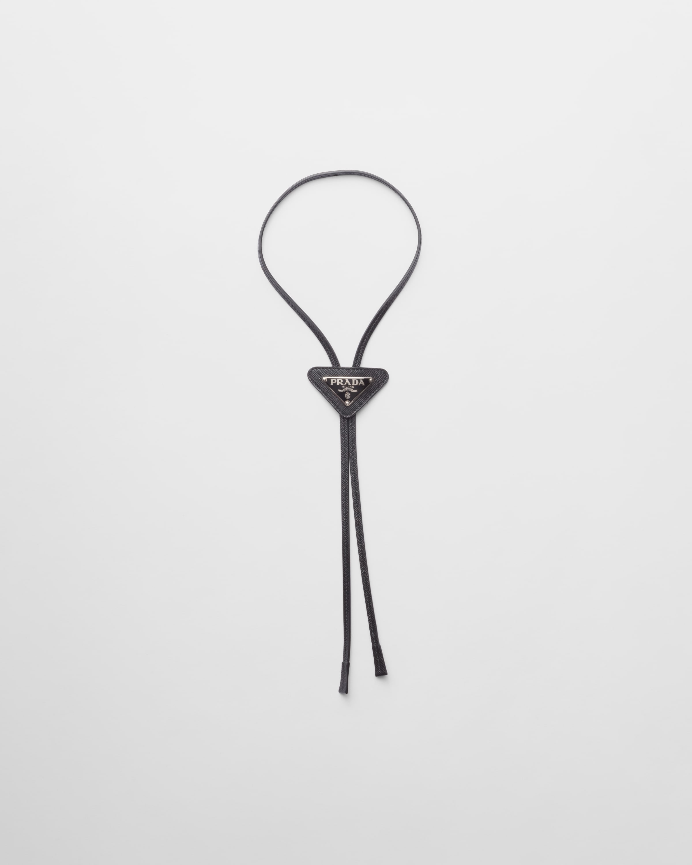 Black Saffiano Leather Bolo Tie | PRADA
