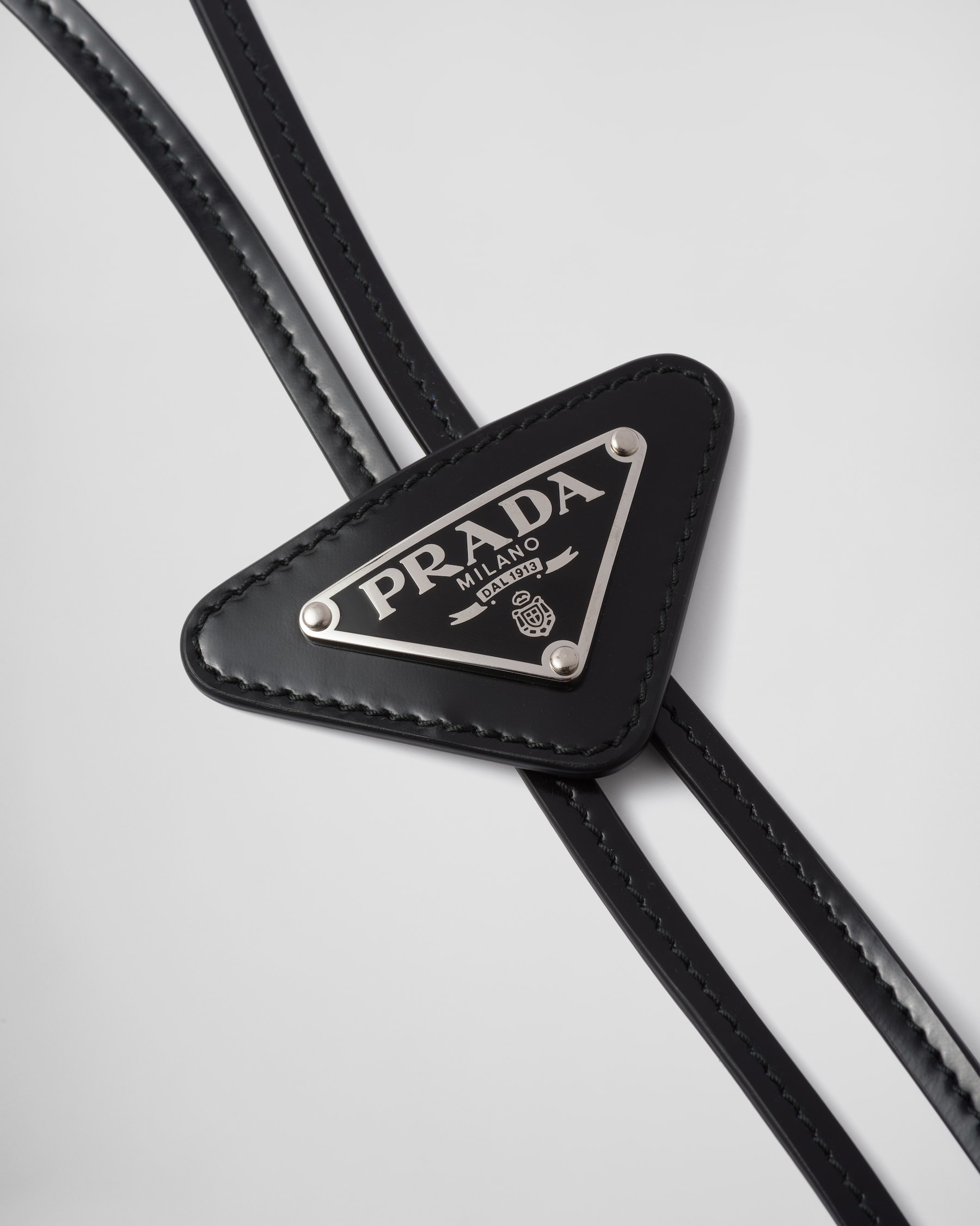 Black Brushed Leather Bolo Tie | PRADA