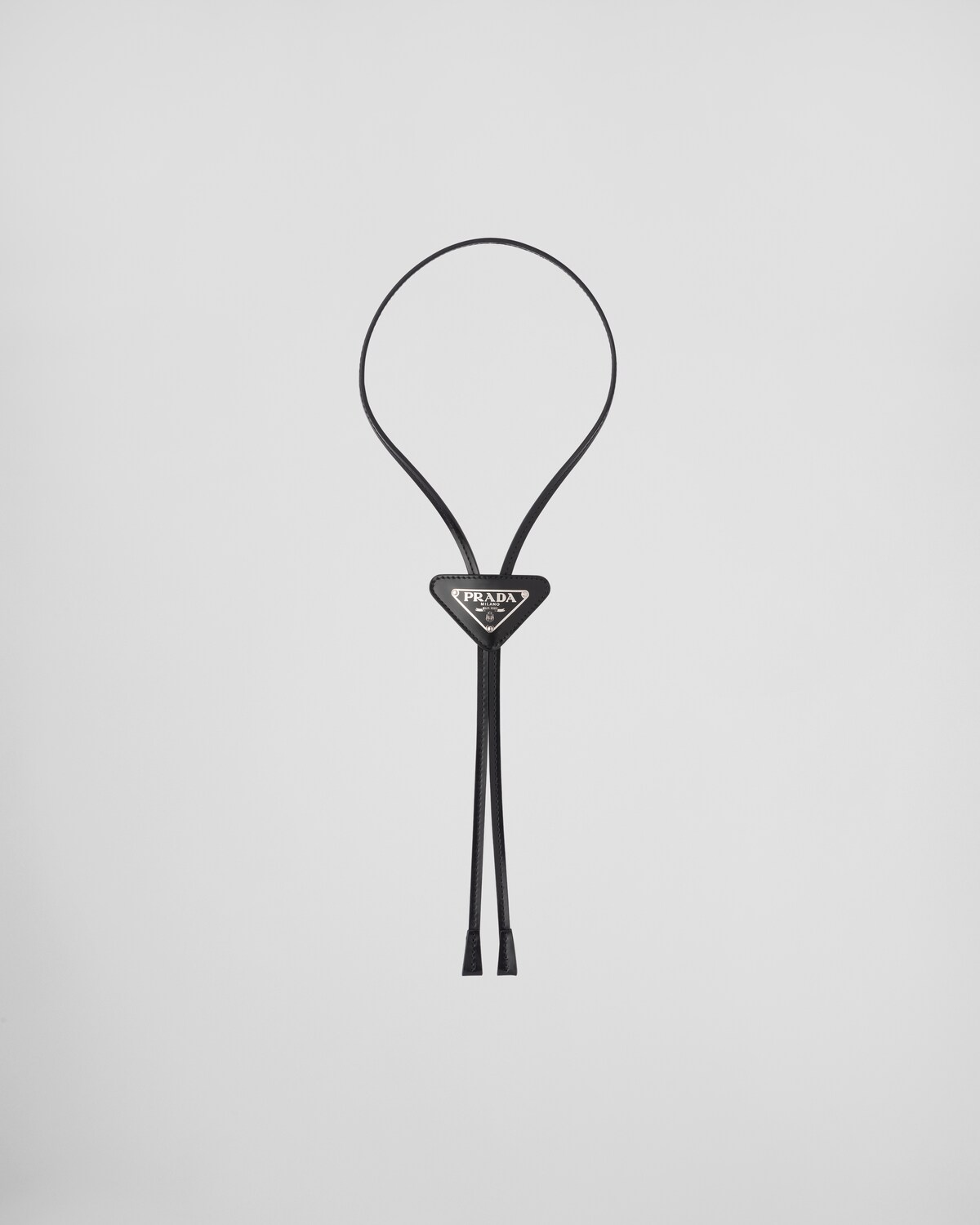 Black Brushed Leather Bolo Tie | PRADA