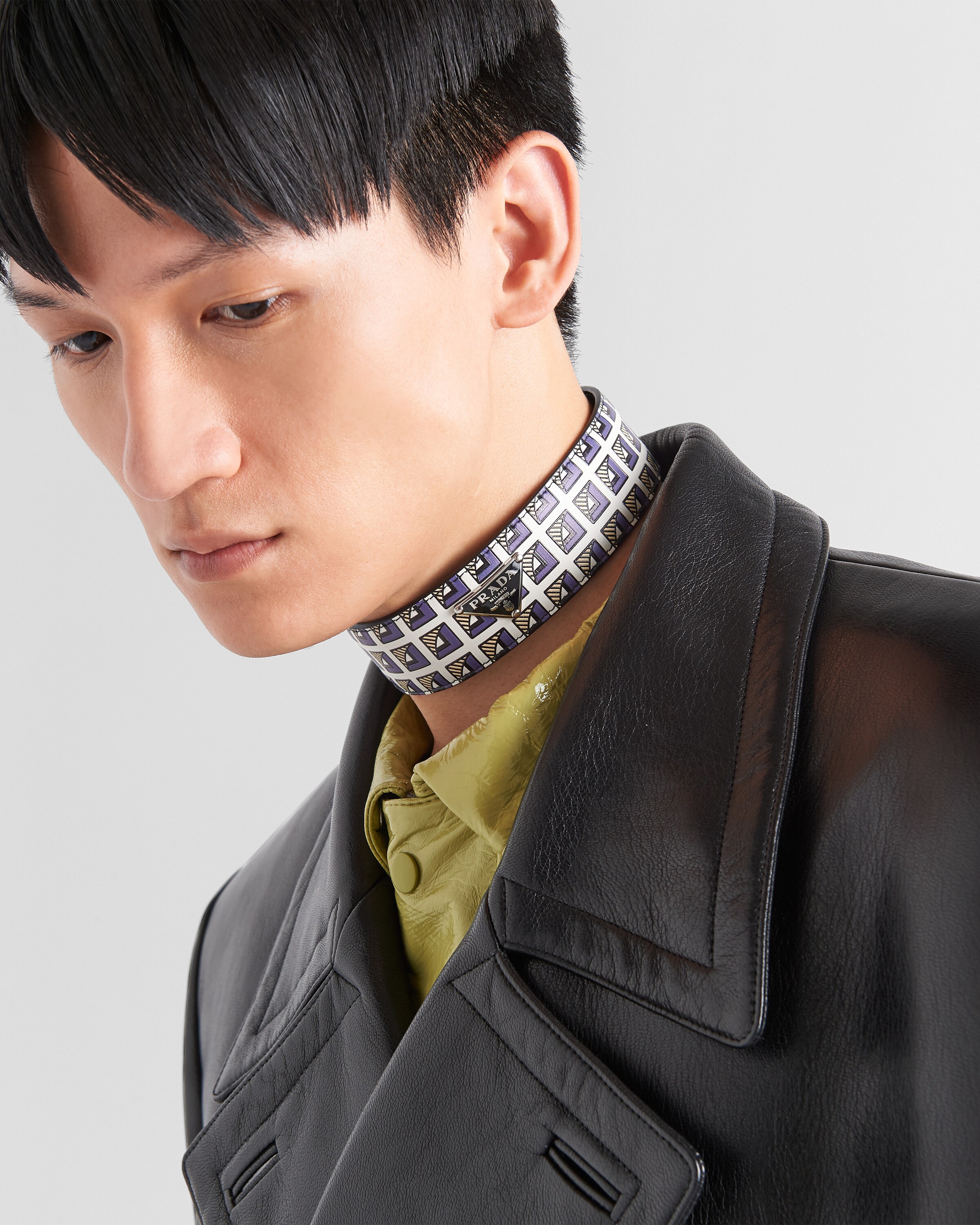 Royal Blue Printed leather choker | Prada