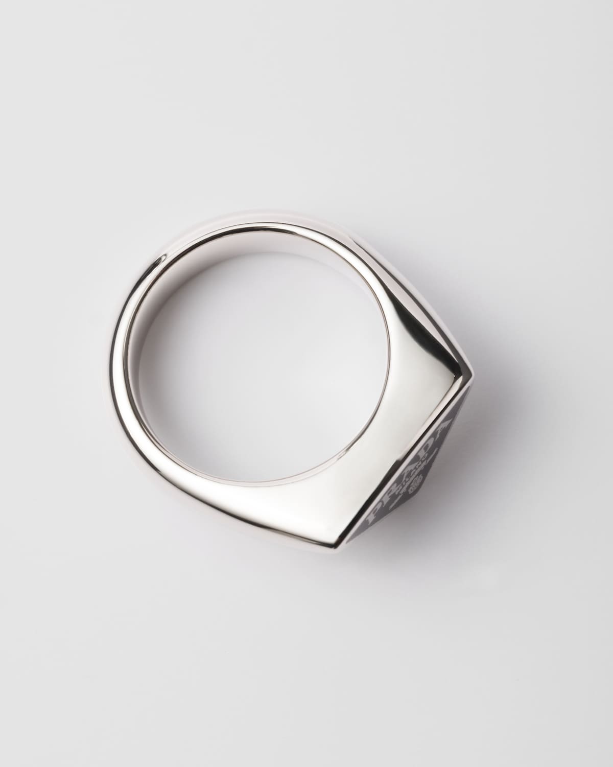 Black Enameled Silver Ring | PRADA