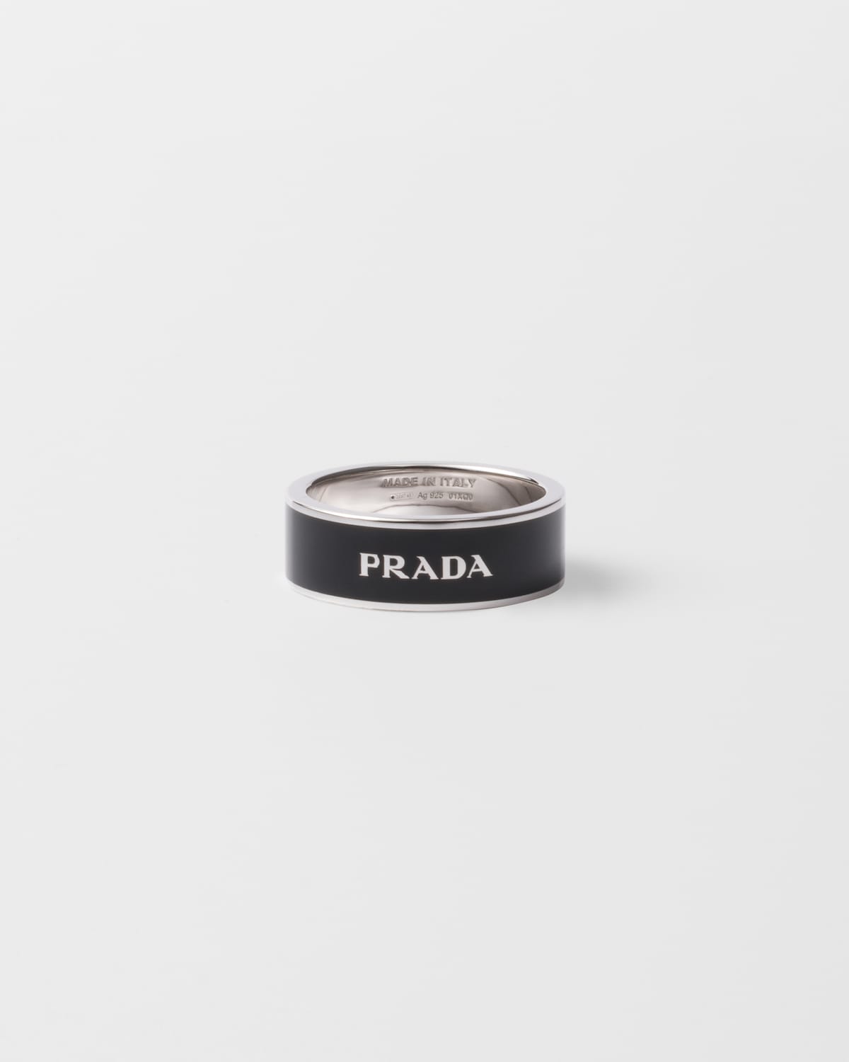 Black Enameled Silver Ring | PRADA - United States
