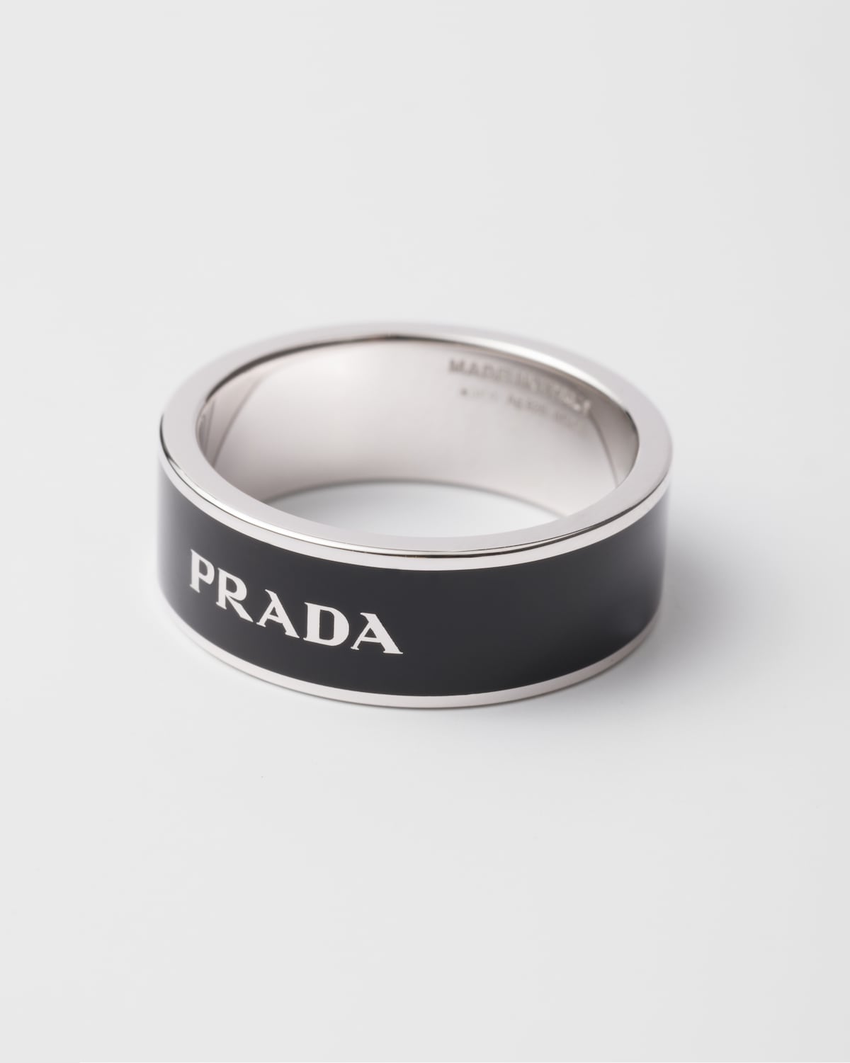 Black Enameled Silver Ring | PRADA