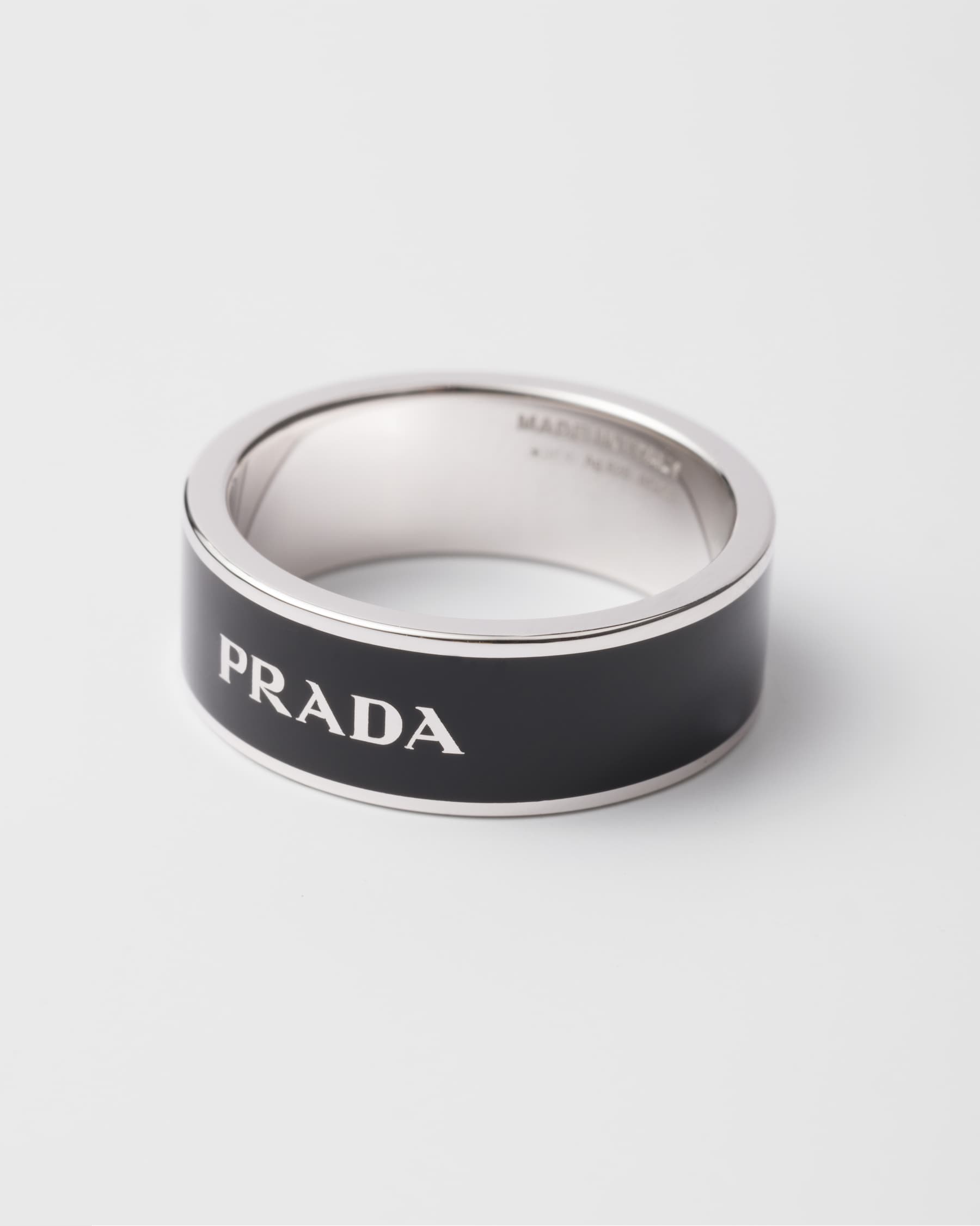 Black Enameled Silver Ring | PRADA