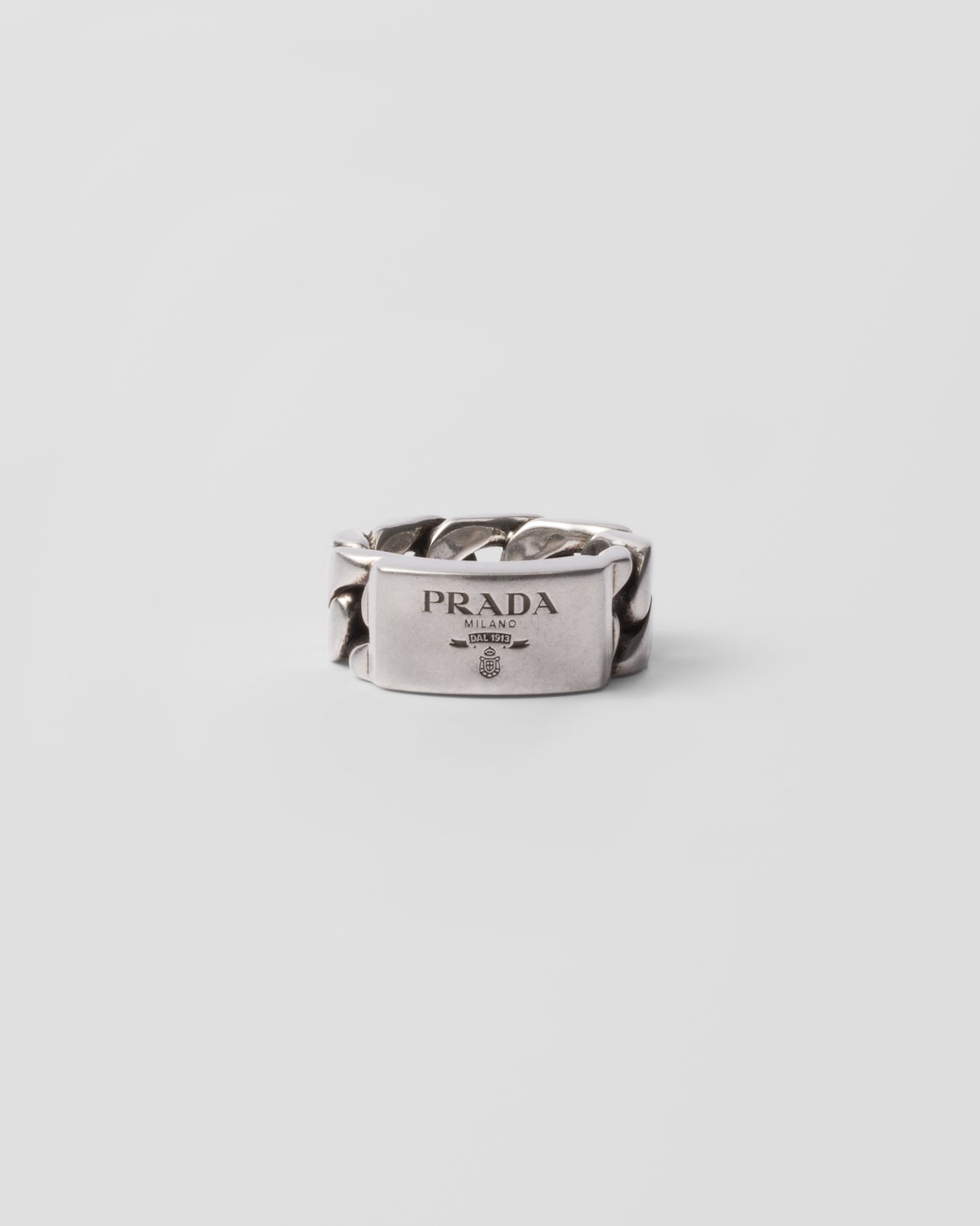 Antiqued Silver Silver Chain Ring | PRADA