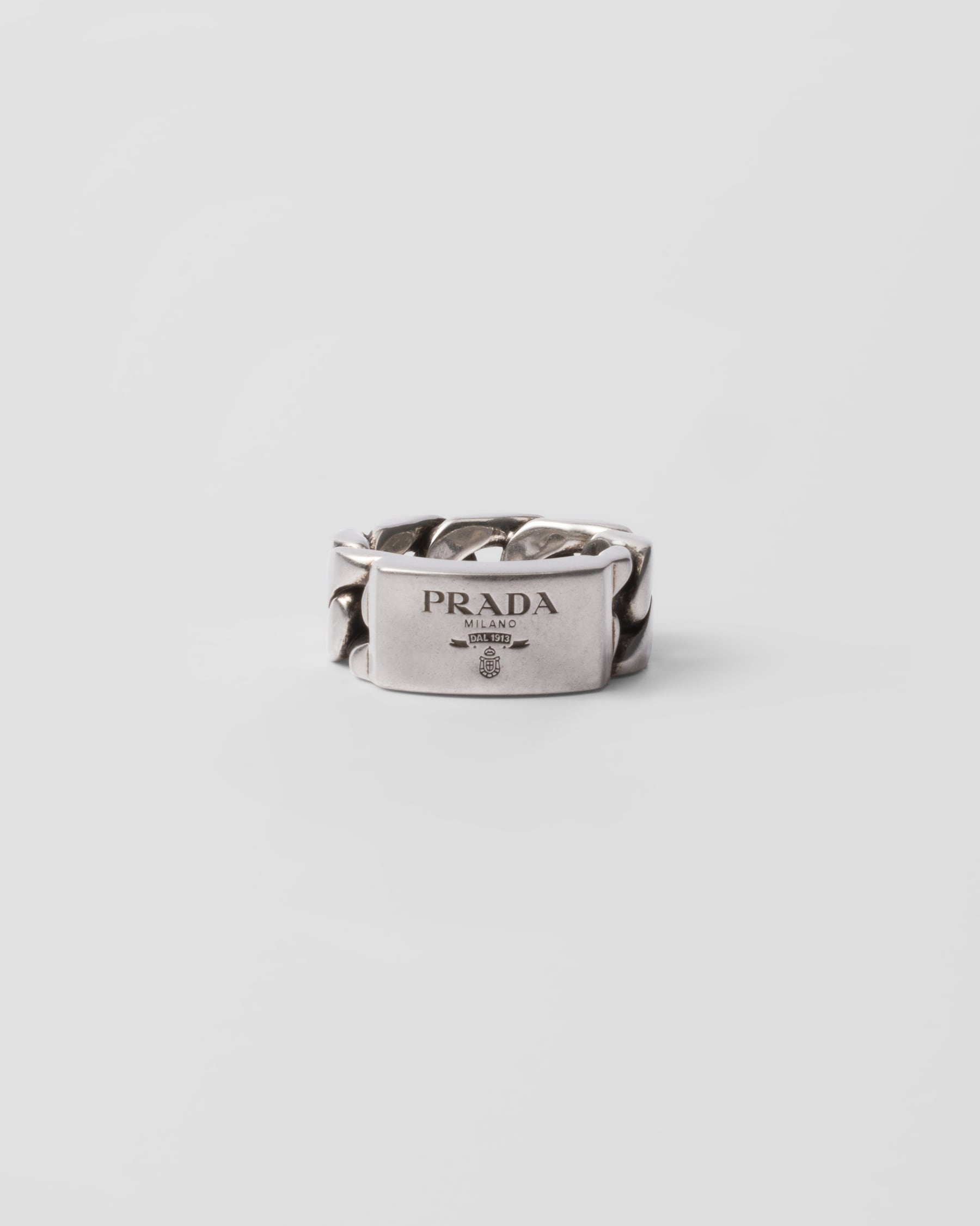 Antiqued Silver Silver Chain Ring | PRADA