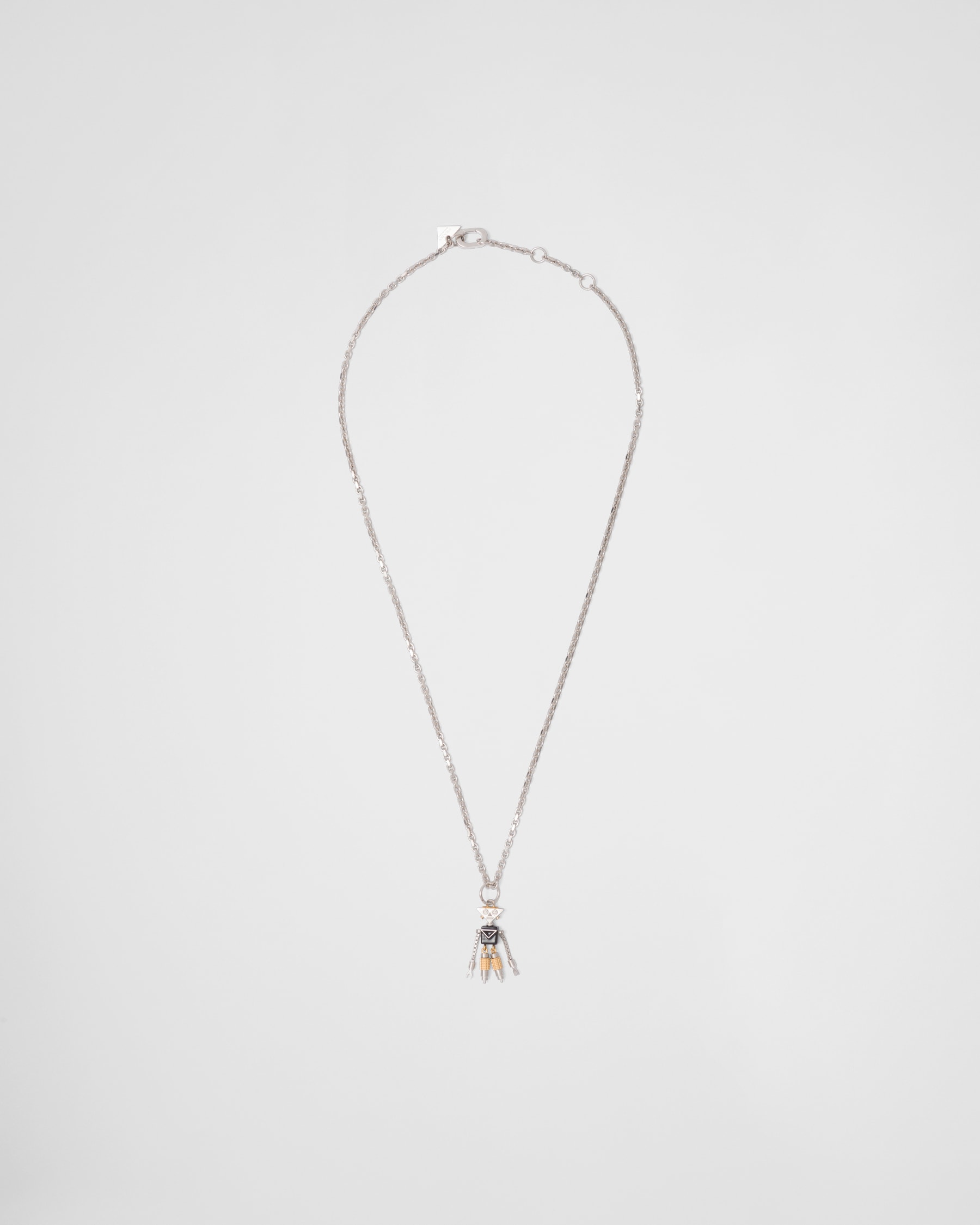 Silver/black Robot Jewels Pendant Necklace | PRADA