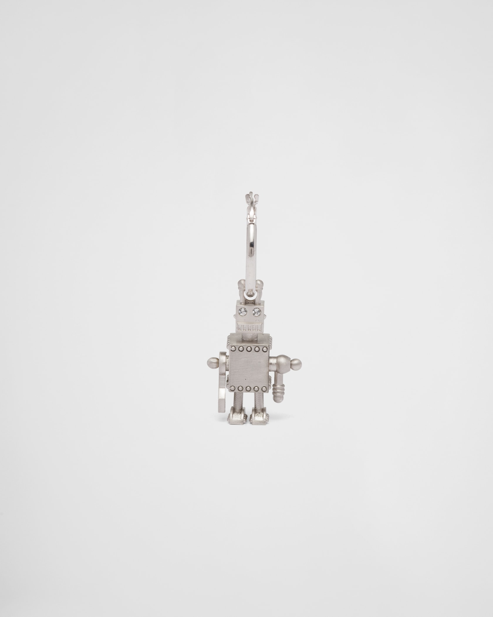 Silver Single Earring With Robot Jewels Pendant | PRADA