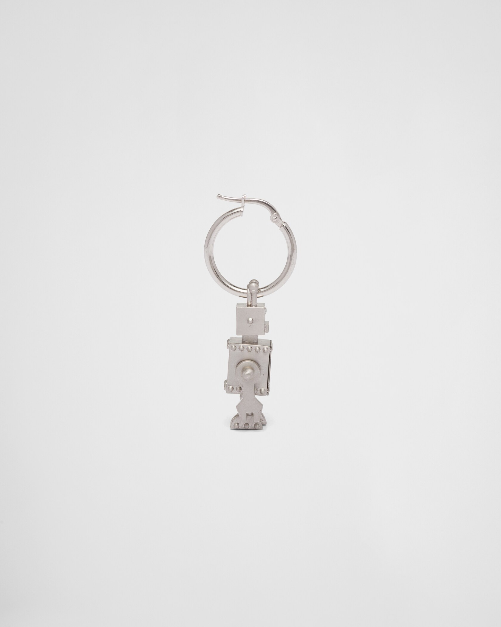 Silver Single Earring With Robot Jewels Pendant | PRADA