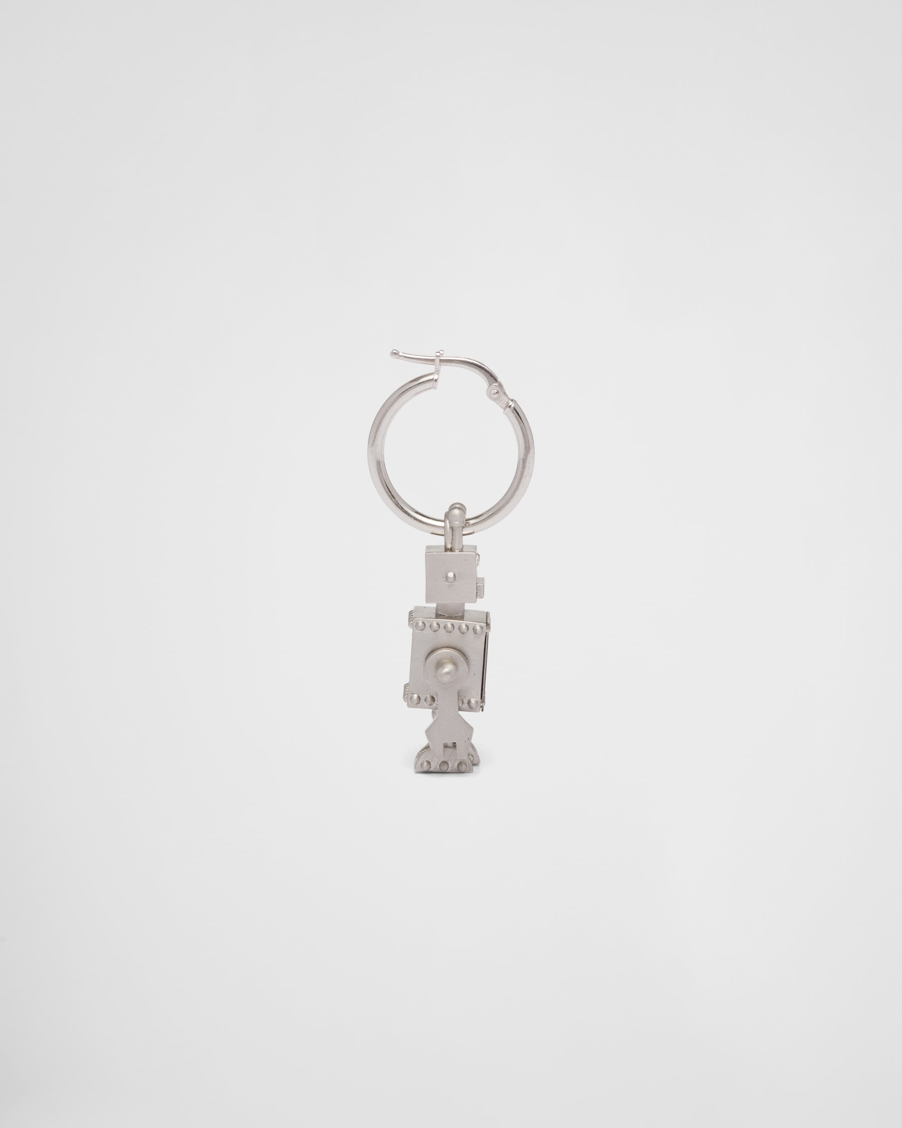 Silver Single Earring With Robot Jewels Pendant | PRADA