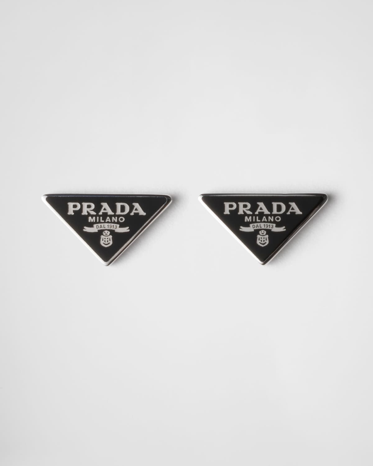 Black Enameled Silver Earrings | PRADA