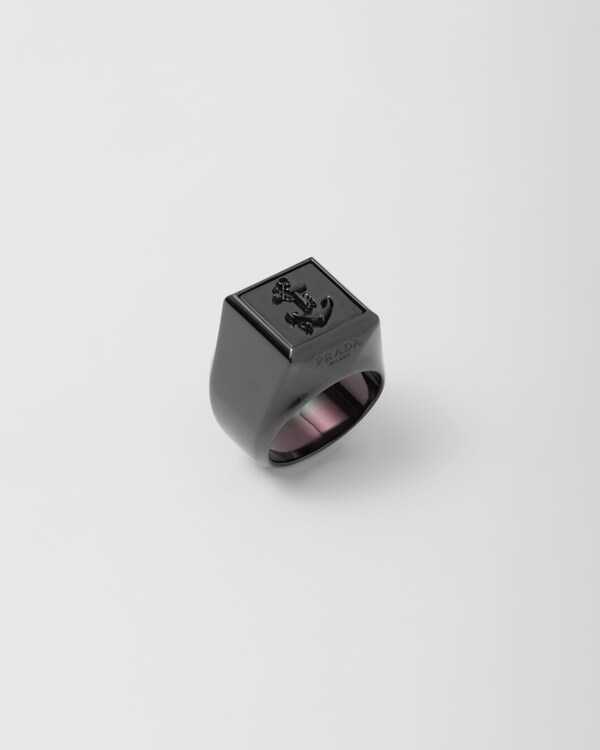 Black Interchangeable Element For Prada Symbole Ring | PRADA