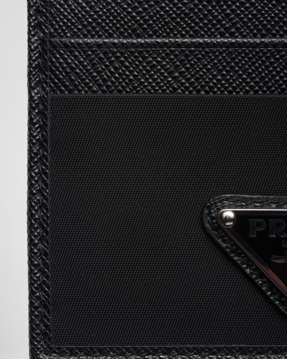 Black Re-nylon And Saffiano Leather Card Holder | PRADA