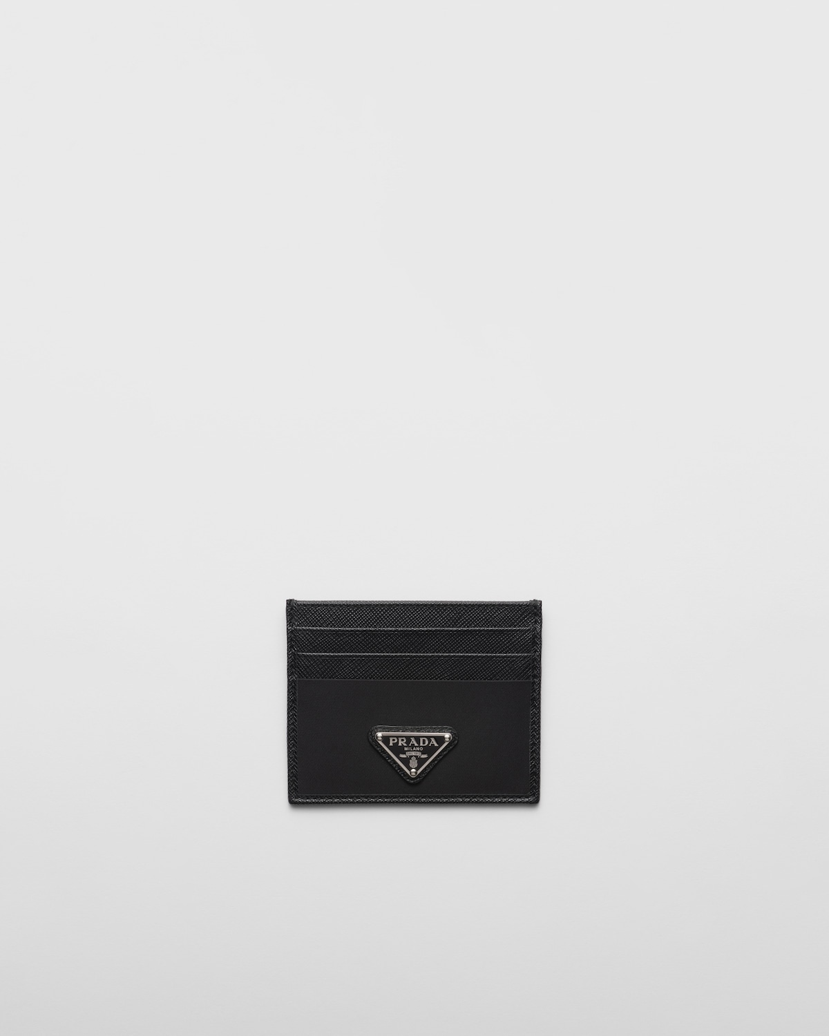 Black Re-nylon And Saffiano Leather Card Holder | PRADA