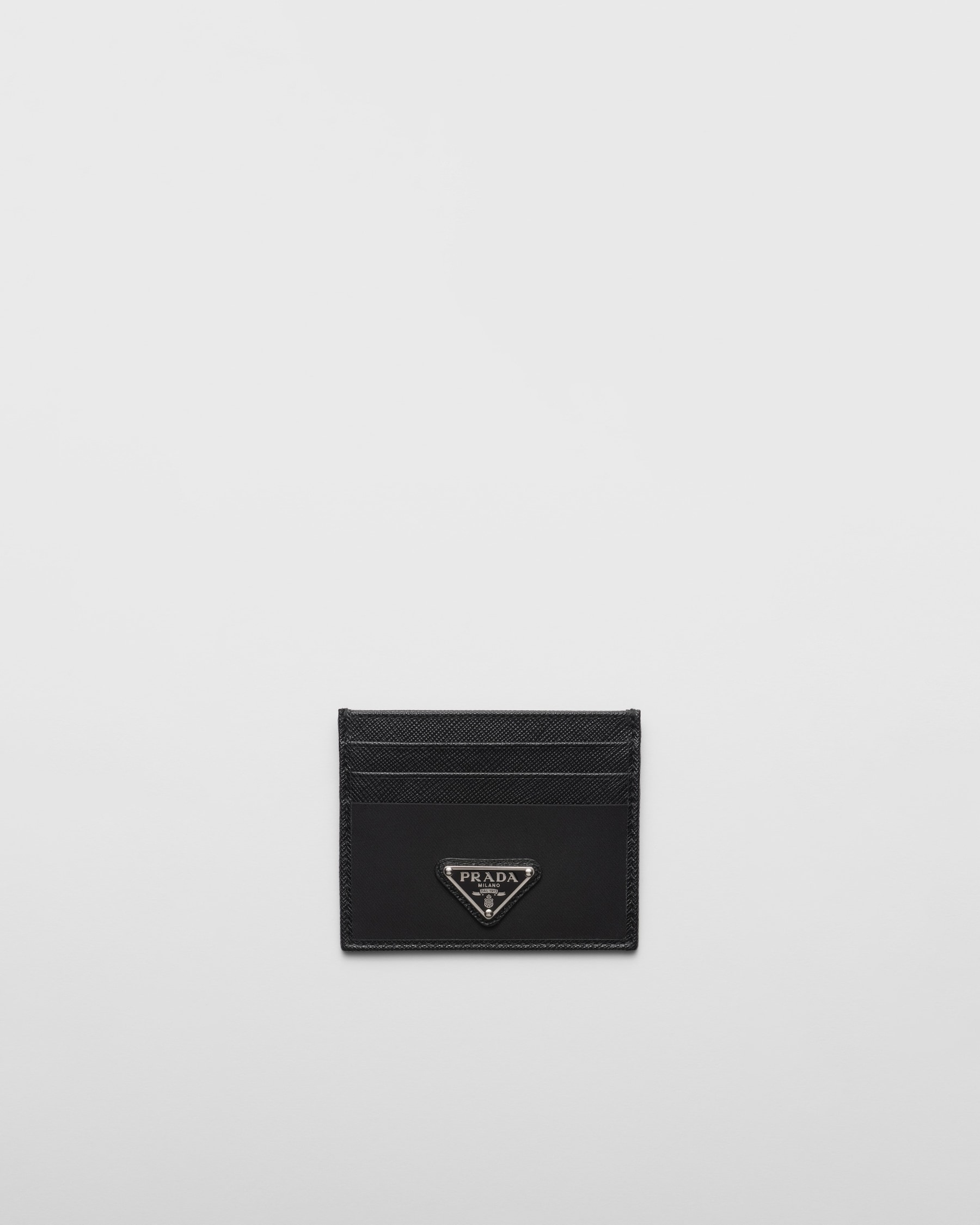 Black Re-nylon And Saffiano Leather Card Holder | PRADA