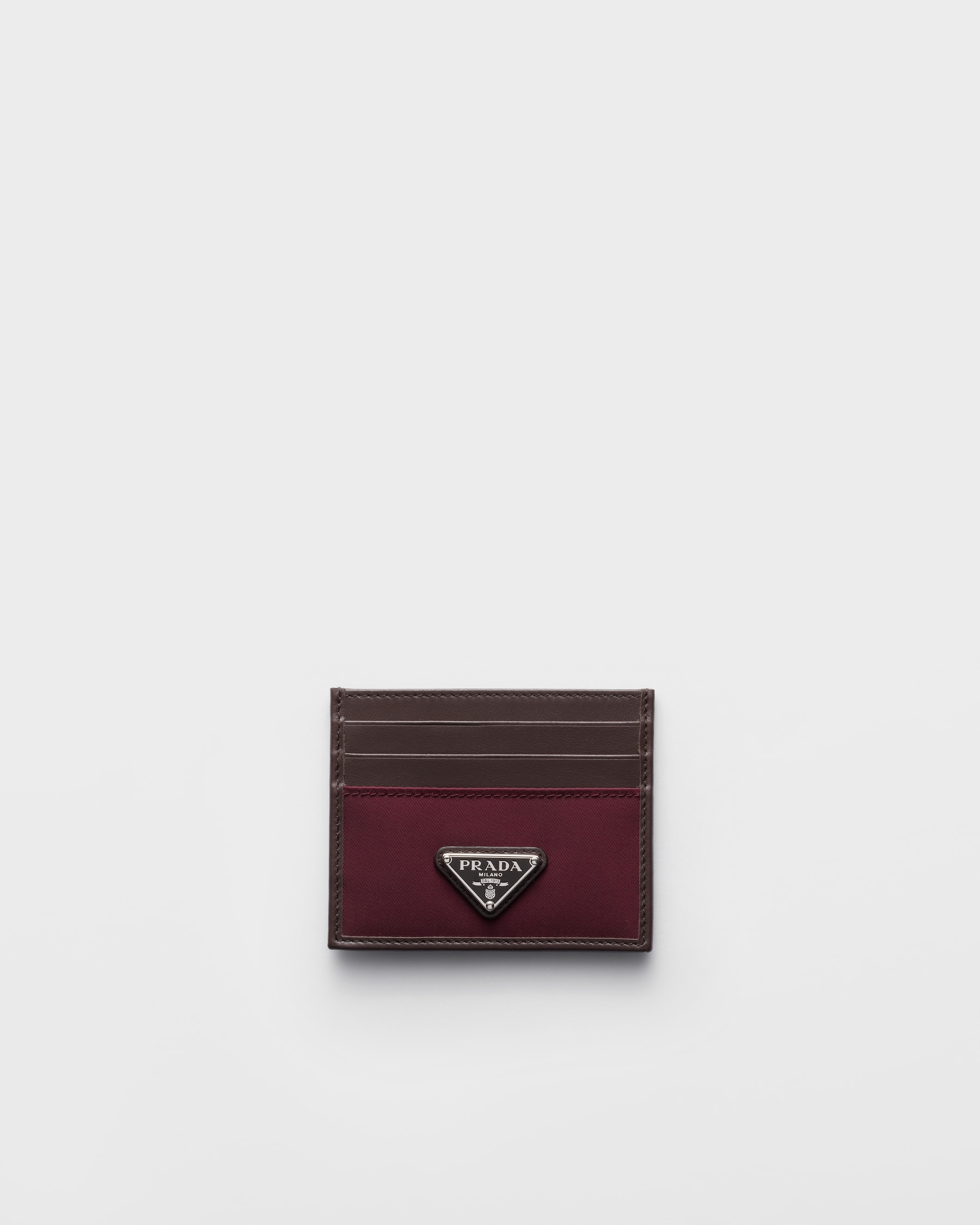 Burgundy Prada Speedrock Re-nylon And Leather Card Holder | PRADA