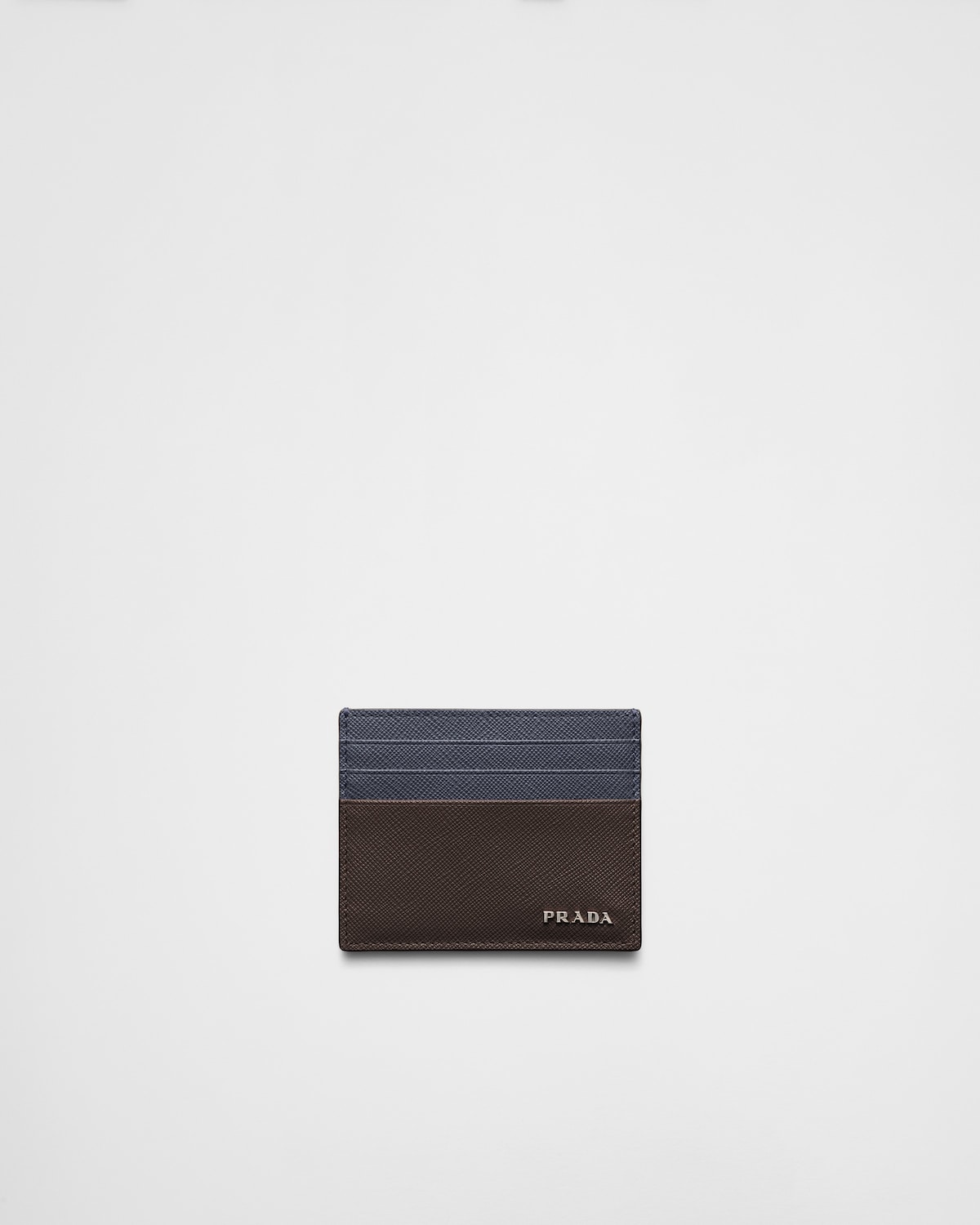 Coffee/baltic Blue Saffiano Leather Card Holder | PRADA