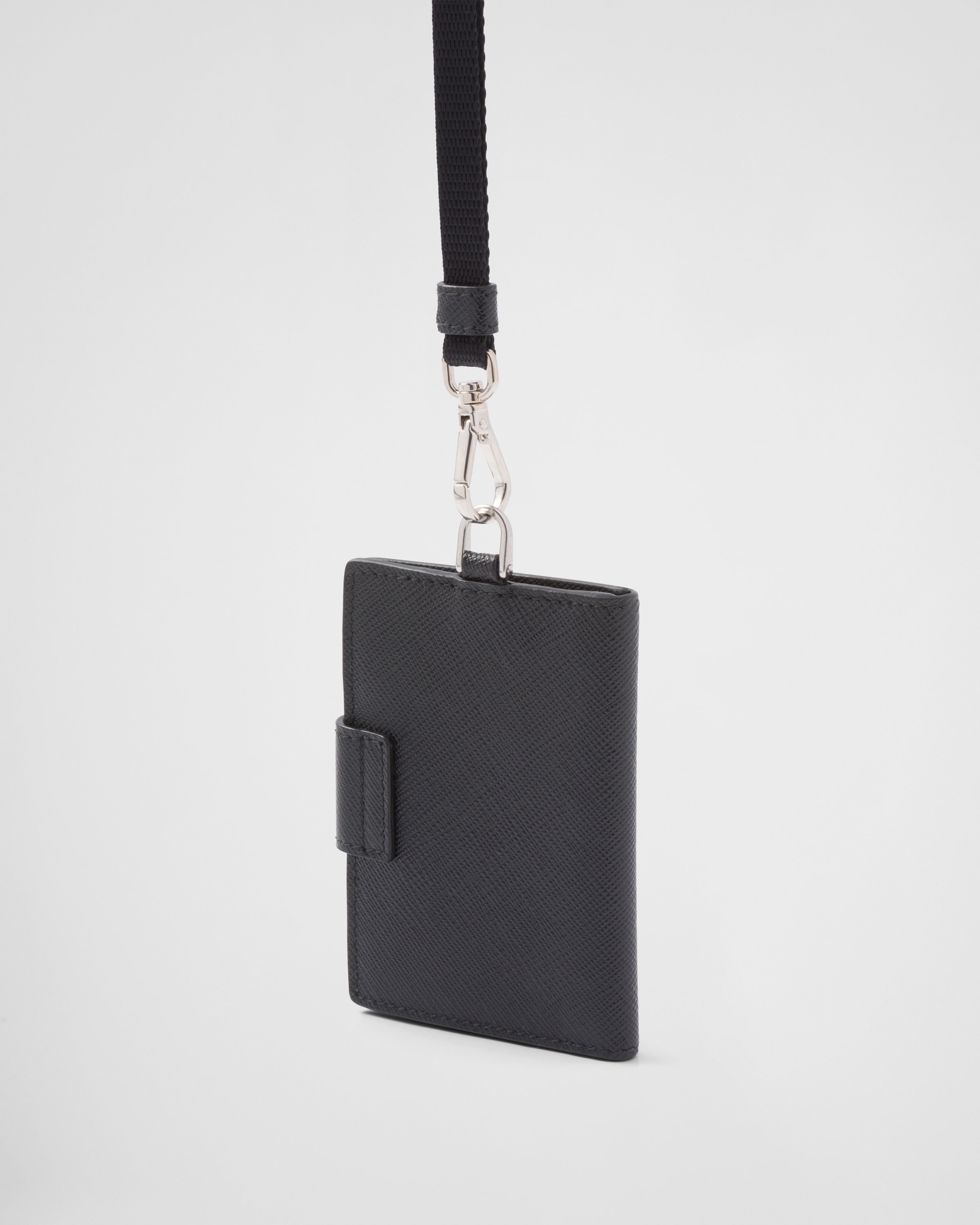 Black Saffiano and leather card holder | Prada