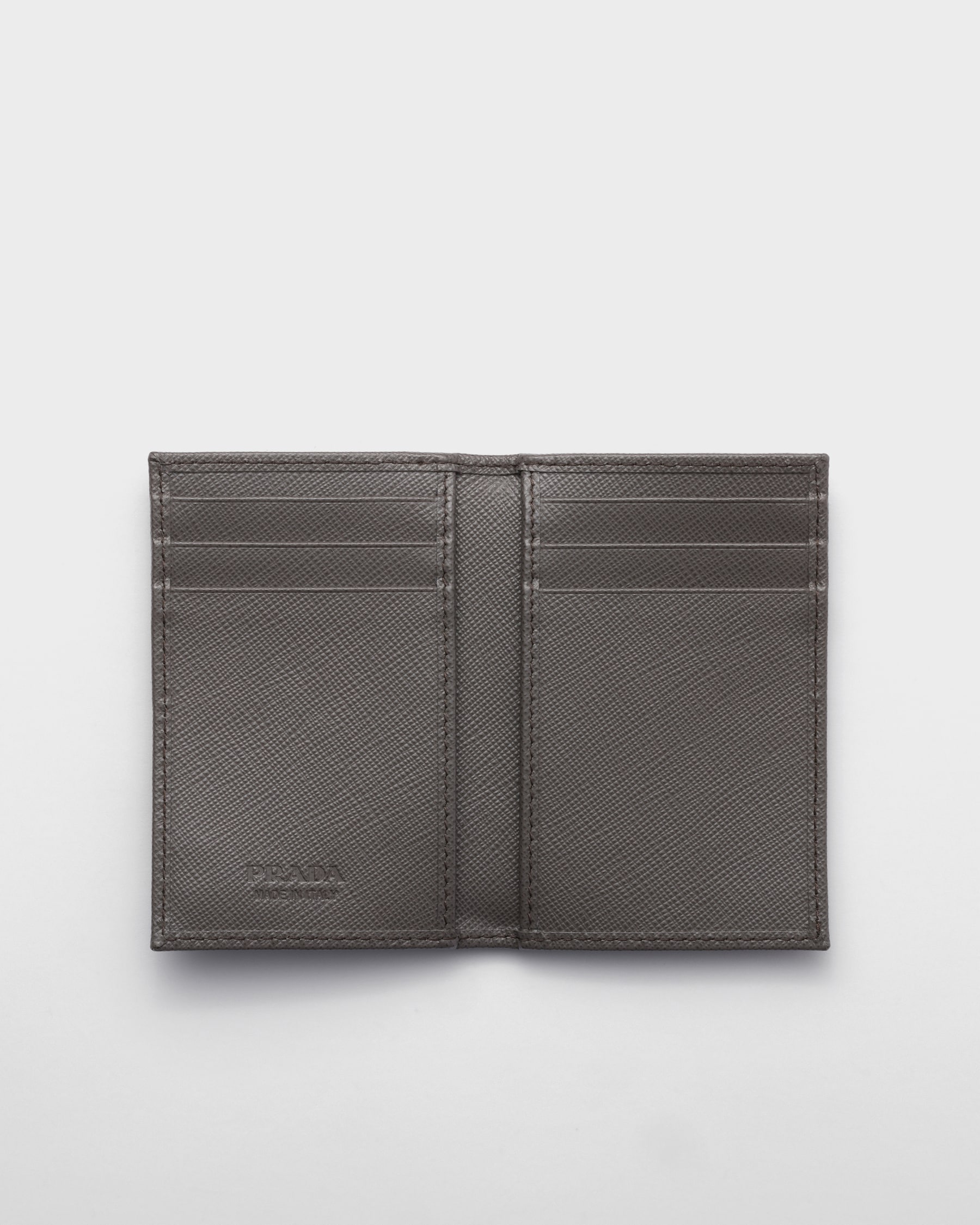 Smoky Gray Saffiano Leather Card Holder | PRADA - United States