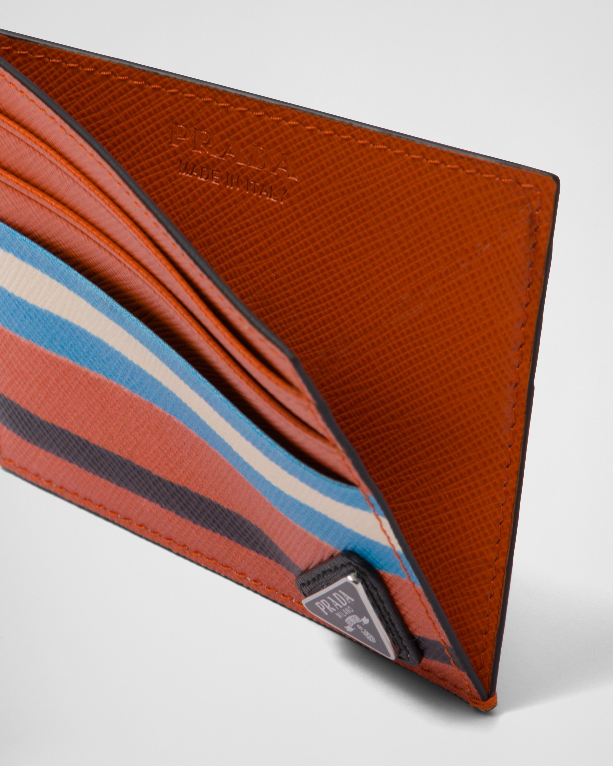 Orange Printed Saffiano leather card holder | Prada