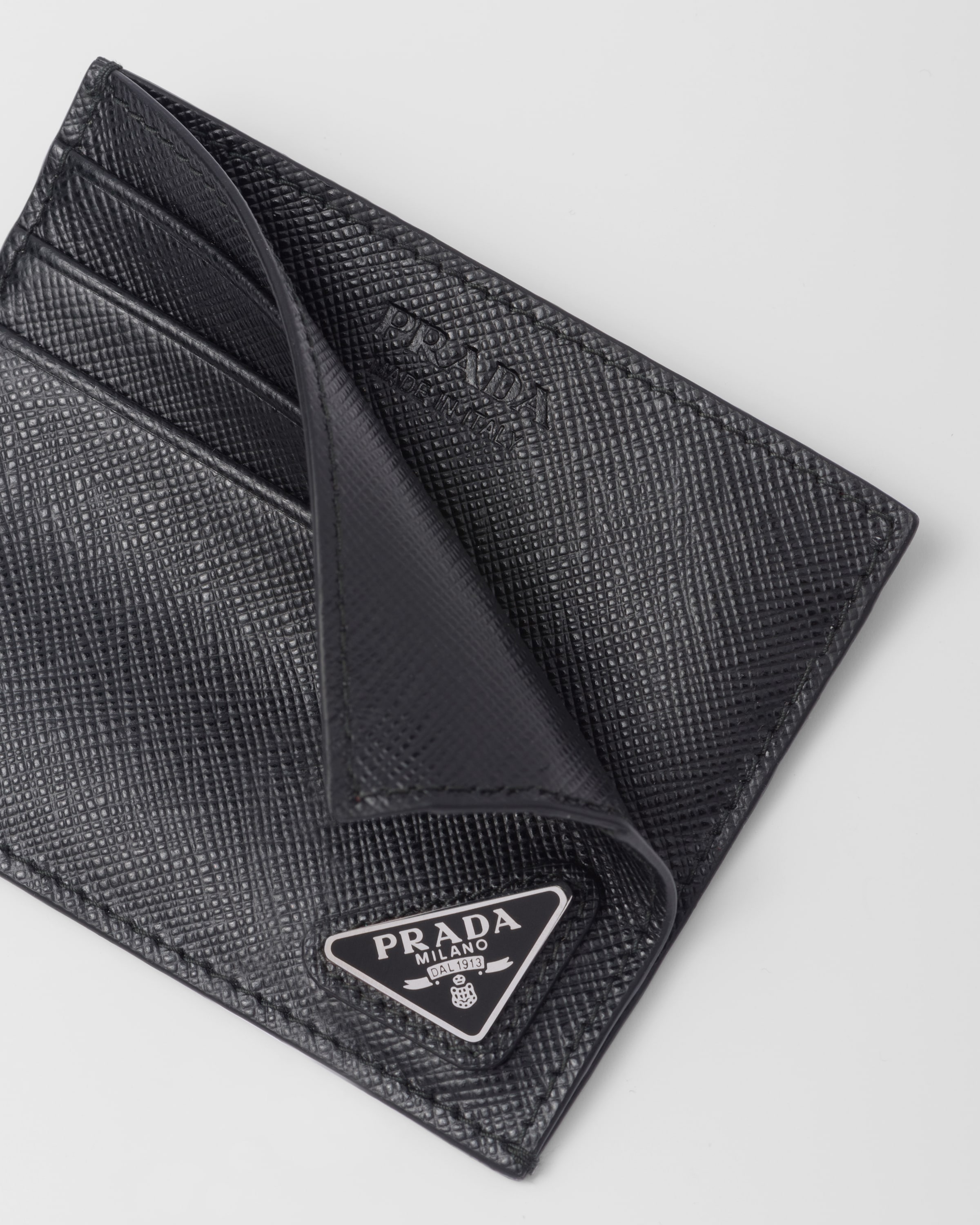 Black Saffiano leather card holder | Prada