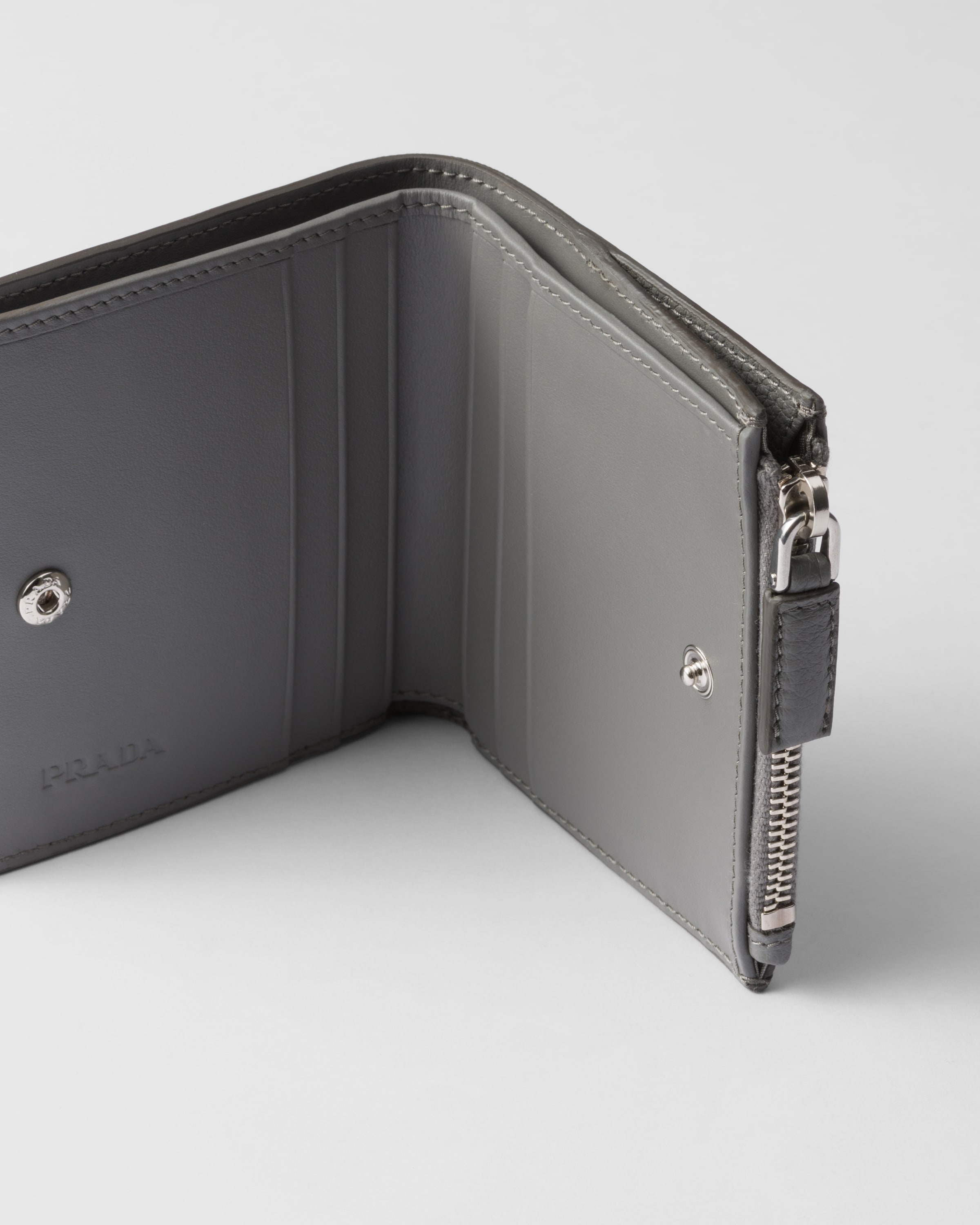 Marble Gray Small leather wallet | Prada